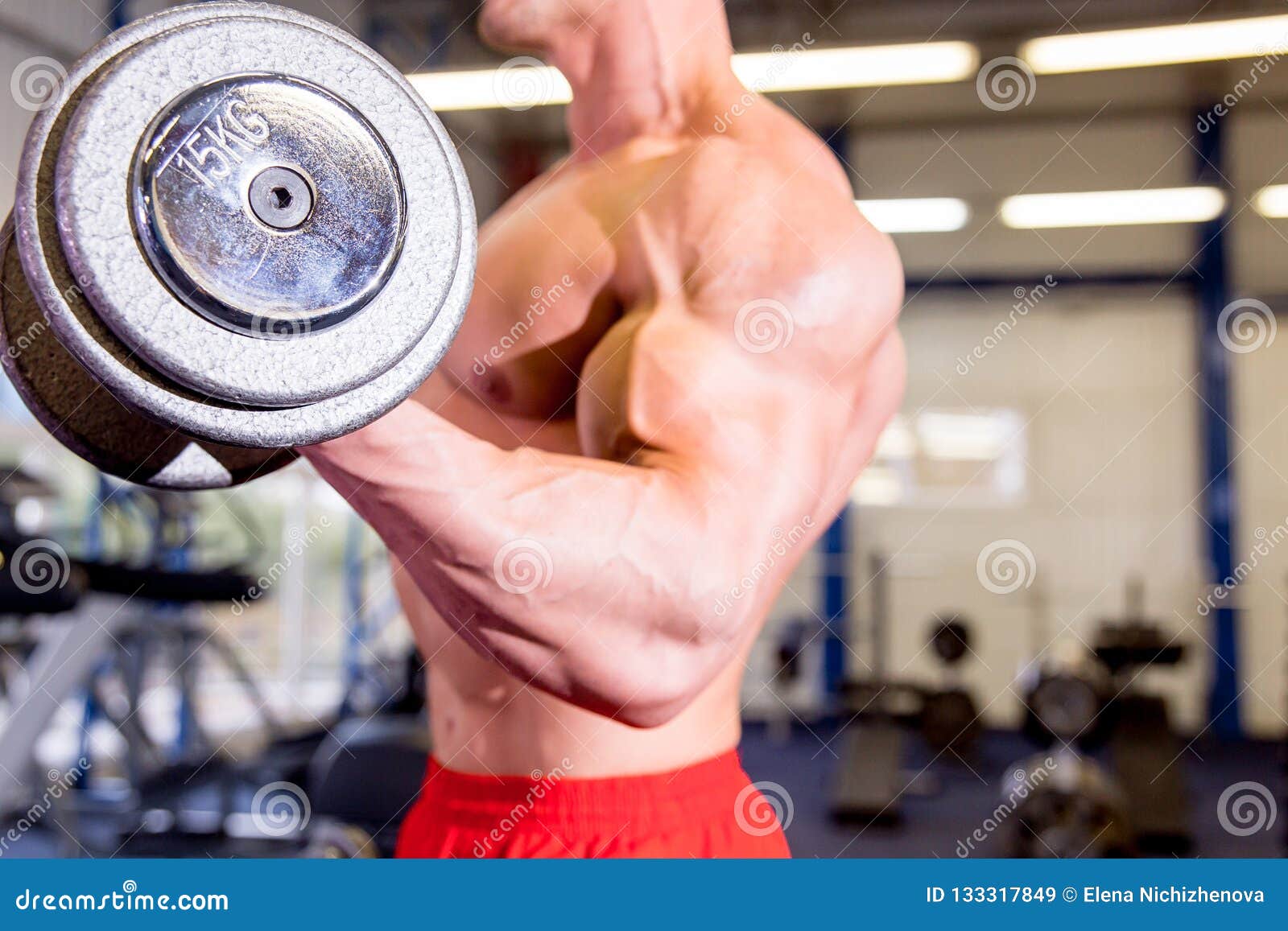Male Bodybuilder Doing Exercises in a Gym Stock Image - Image of ...