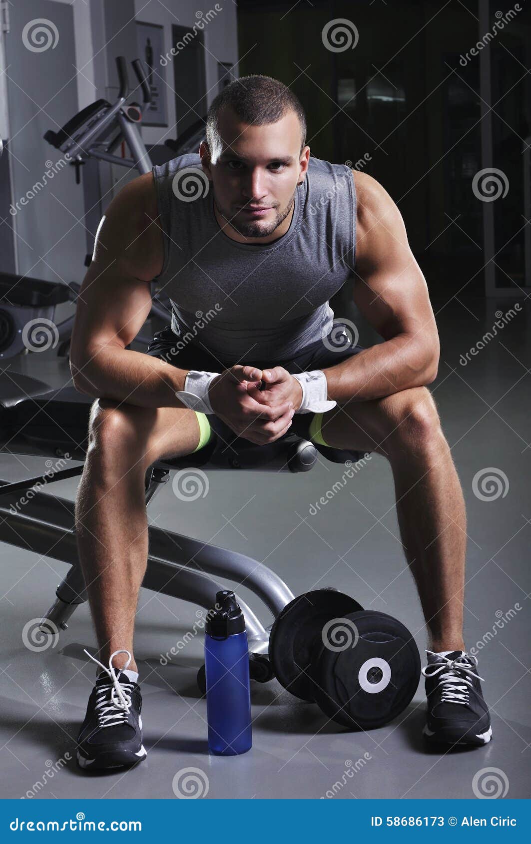 Muscular Male Model with Perfect Body Posing Stock Image - Image of ...