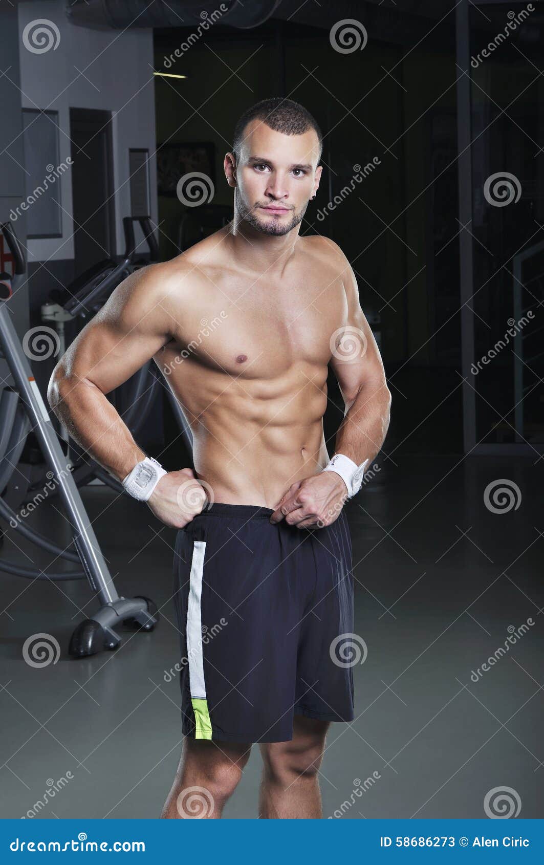 Muscular Male Model with Perfect Body Posing Stock Image - Image of ...