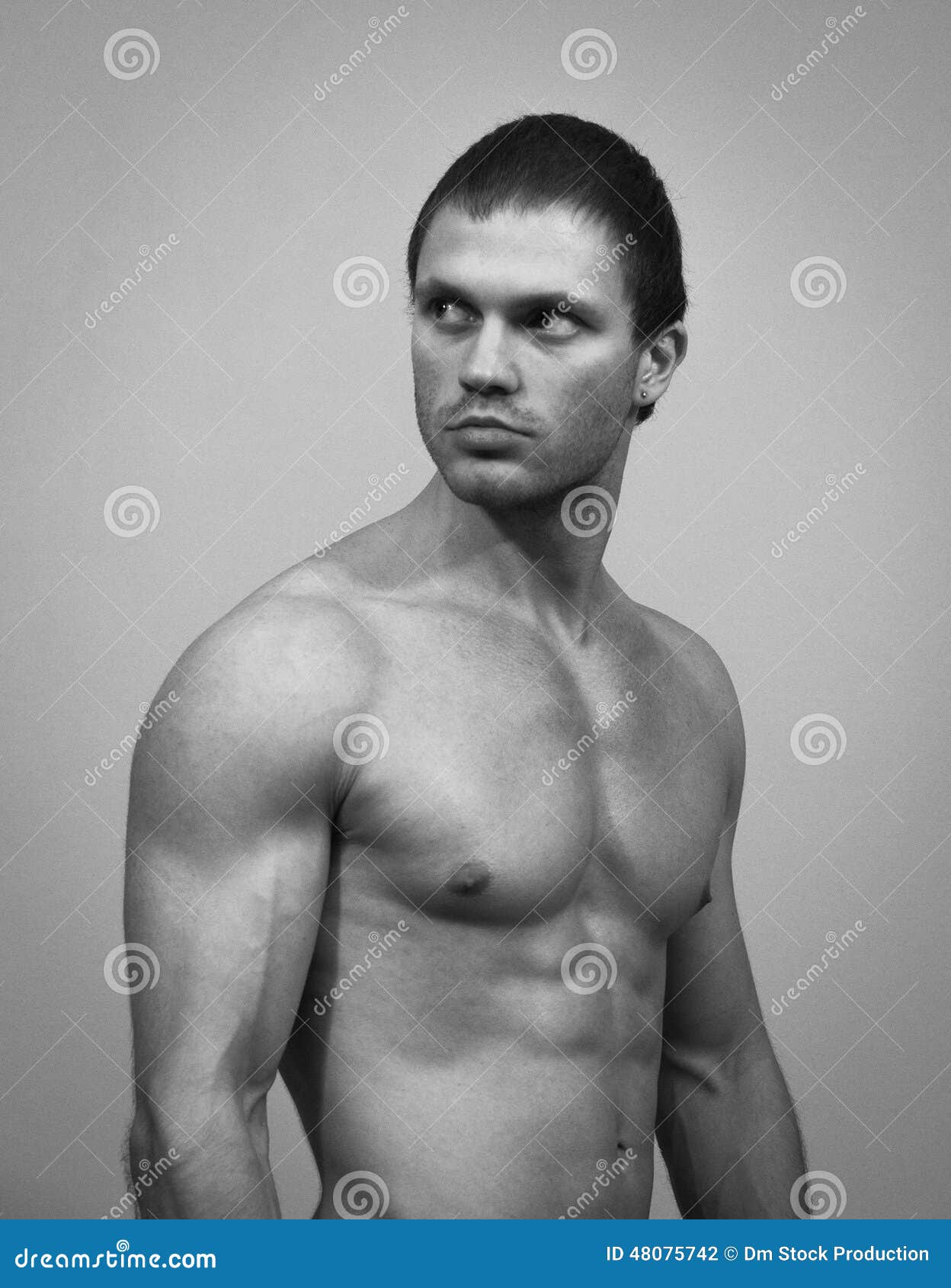 Muscular male model. stock photo. Image of portrait, fitness - 48075742