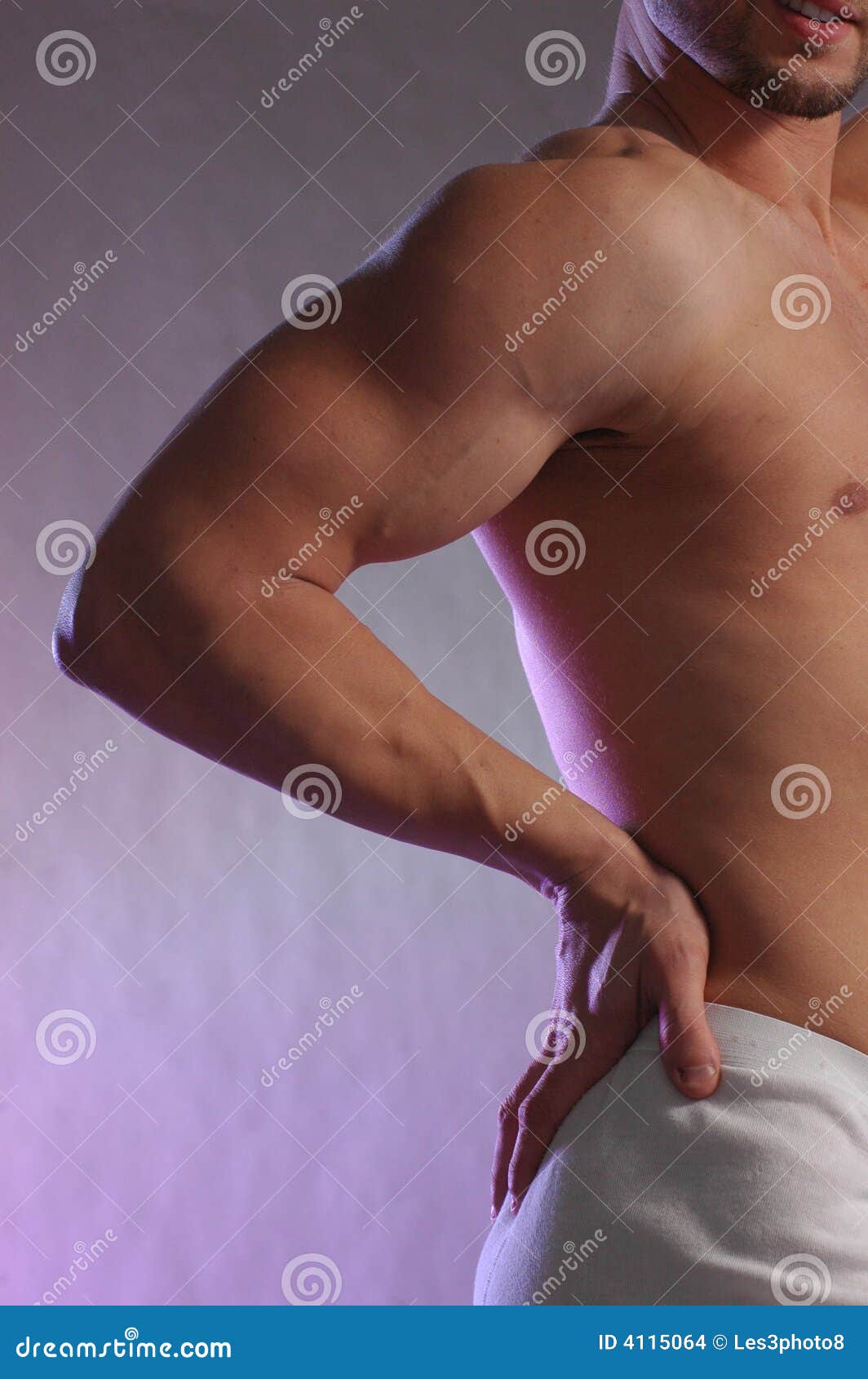 Muscular male on purple stock photo. Image of influence - 4115064
