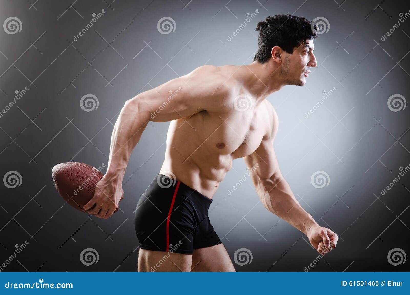 The Muscular Man with American Football Stock Image - Image of playing ...