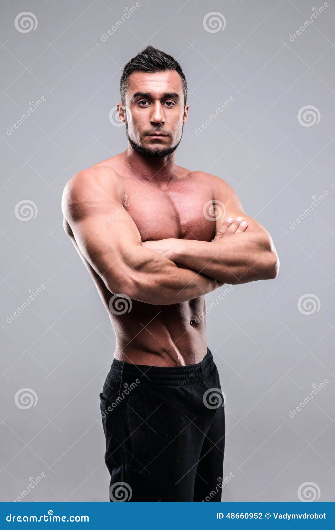 Muscular Man with Arms Folded Stock Photo - Image of athletic ...