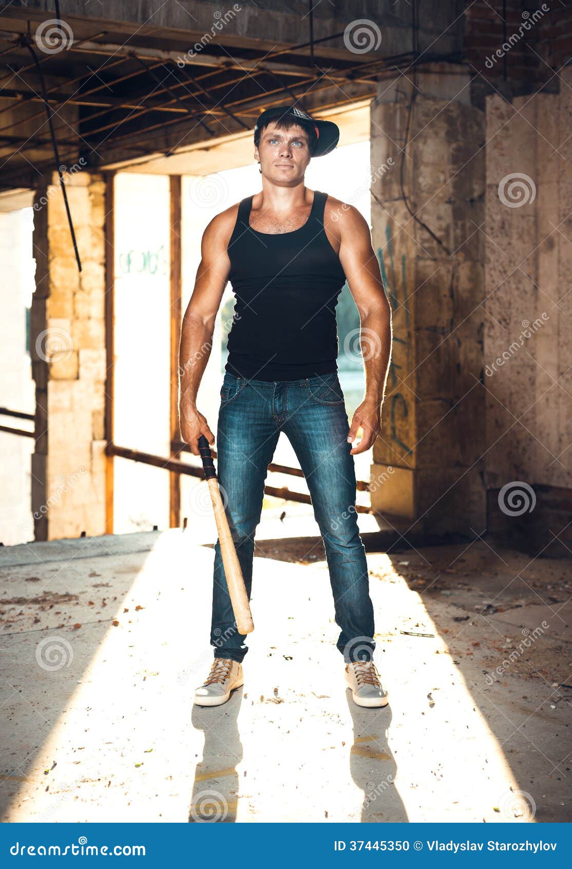 Muscular Man With Baseball Bat Royalty-Free Stock Image | CartoonDealer ...