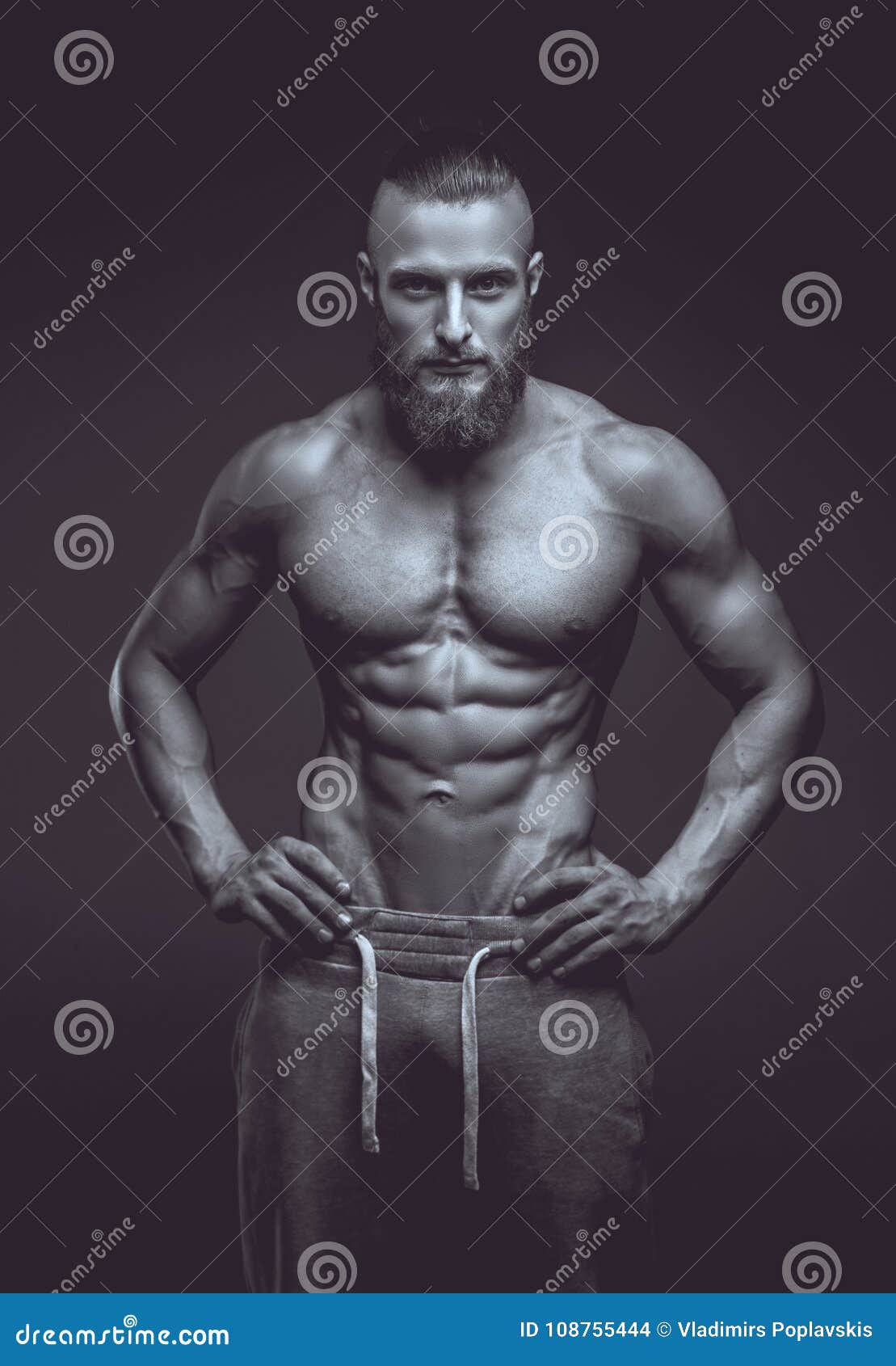 Muscular man with beard. stock photo. Image of healthy - 108755444