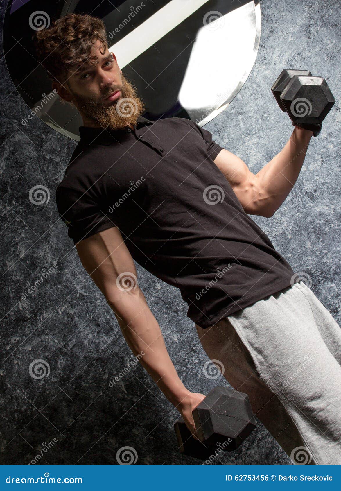 Muscular Man with the Beard Training Hard Stock Photo - Image of sport ...