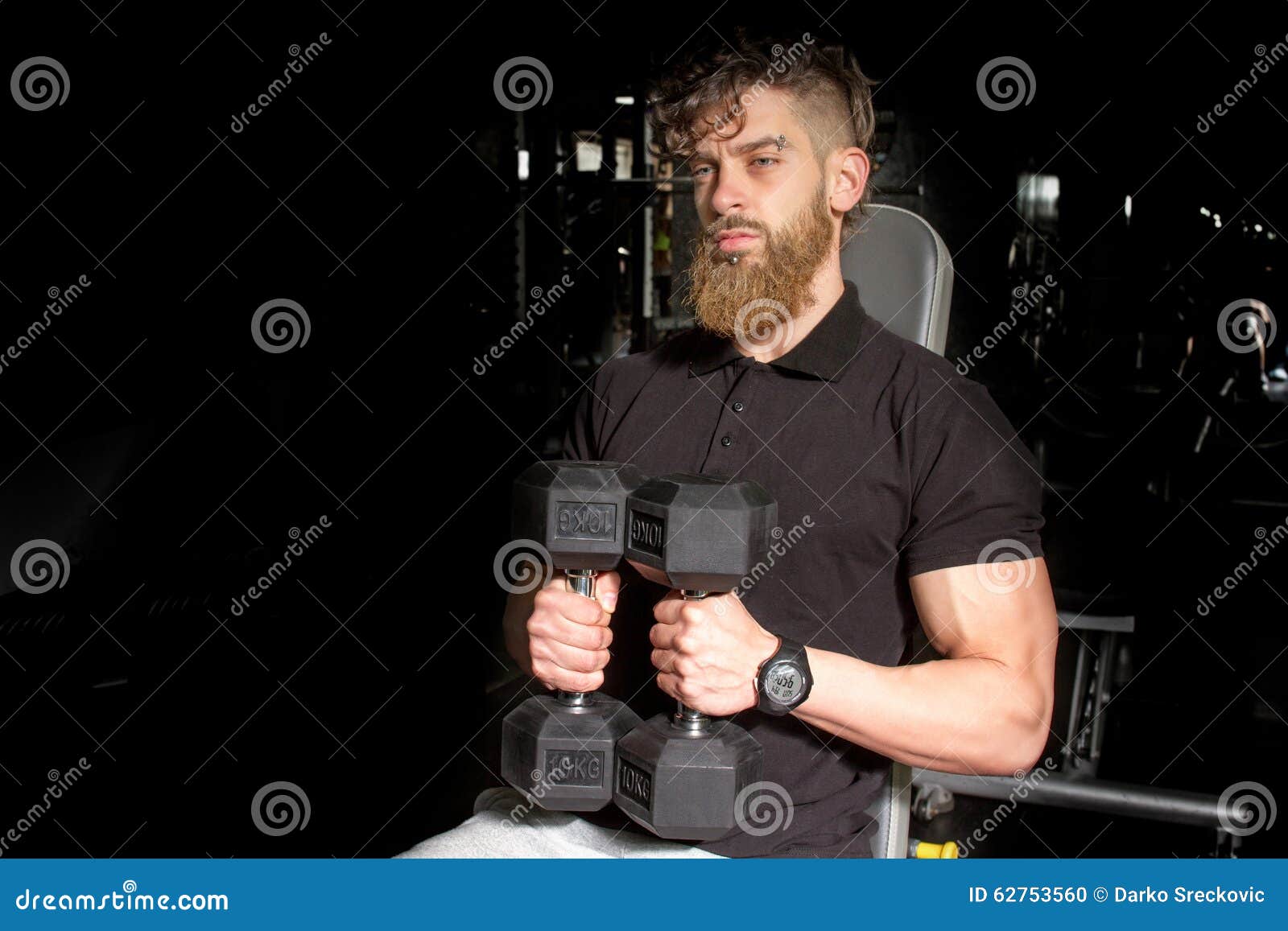 Muscular Man with the Beard Training Hard Stock Photo - Image of strong ...