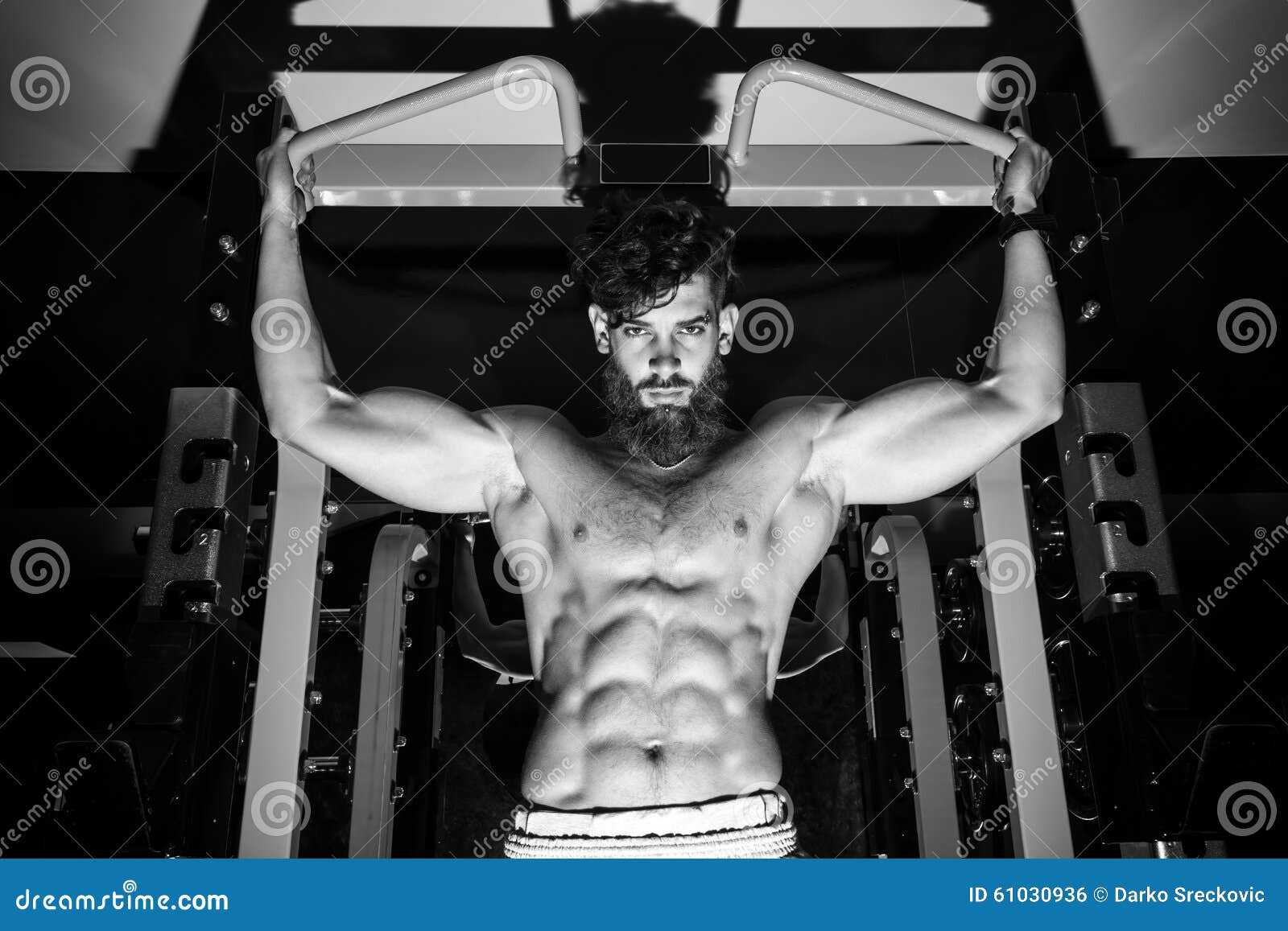 Muscular Man with the Beard Training Hard Stock Photo - Image of ...