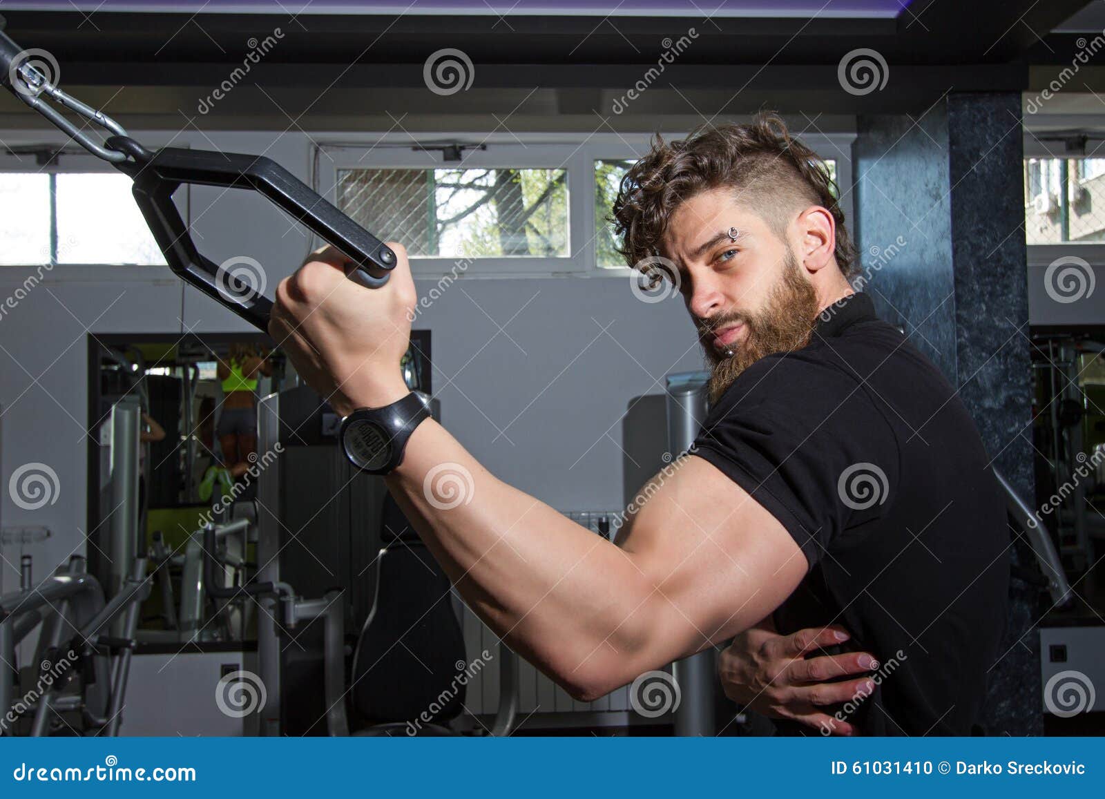 Muscular Man with the Beard Training Hard Stock Photo - Image of active ...