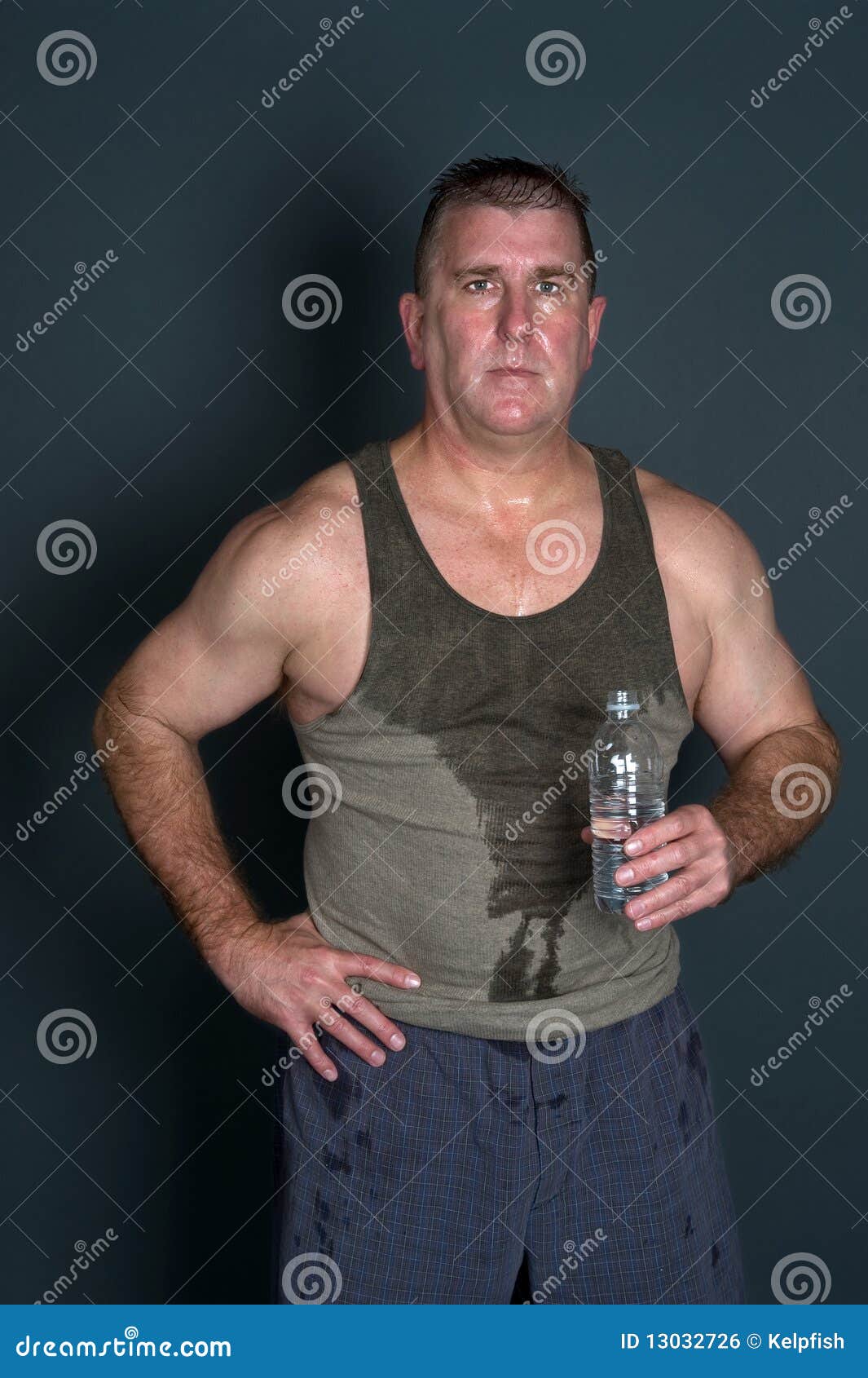 Muscular Man with Bottled Water Stock Photo - Image of human, person ...