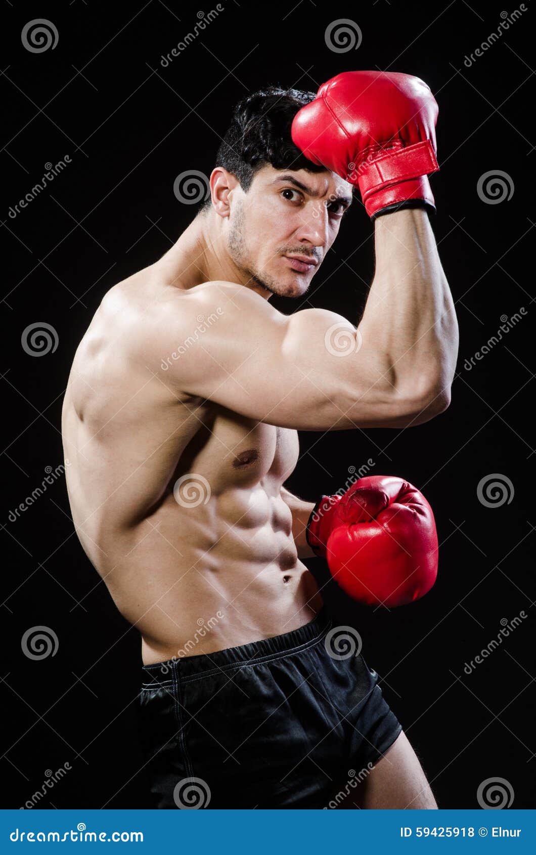 Muscular Man in Boxing Concept Stock Photo - Image of fight, hand: 59425918