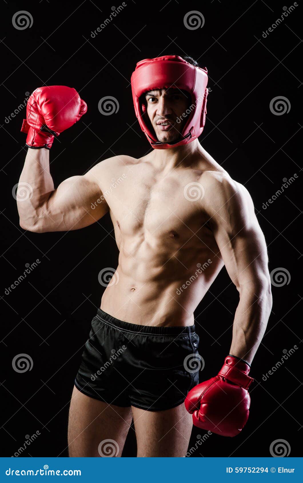 Muscular Man in Boxing Concept Stock Photo - Image of body, gloves ...