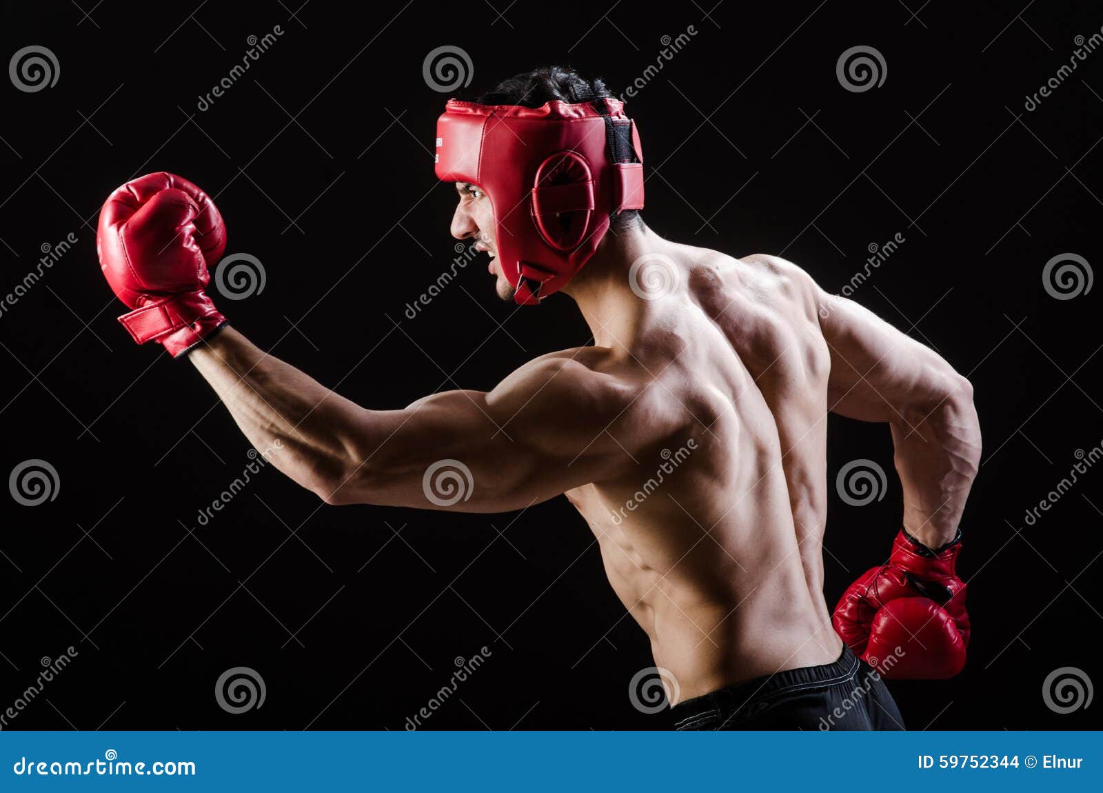 Muscular Man in Boxing Concept Stock Photo - Image of exercise ...