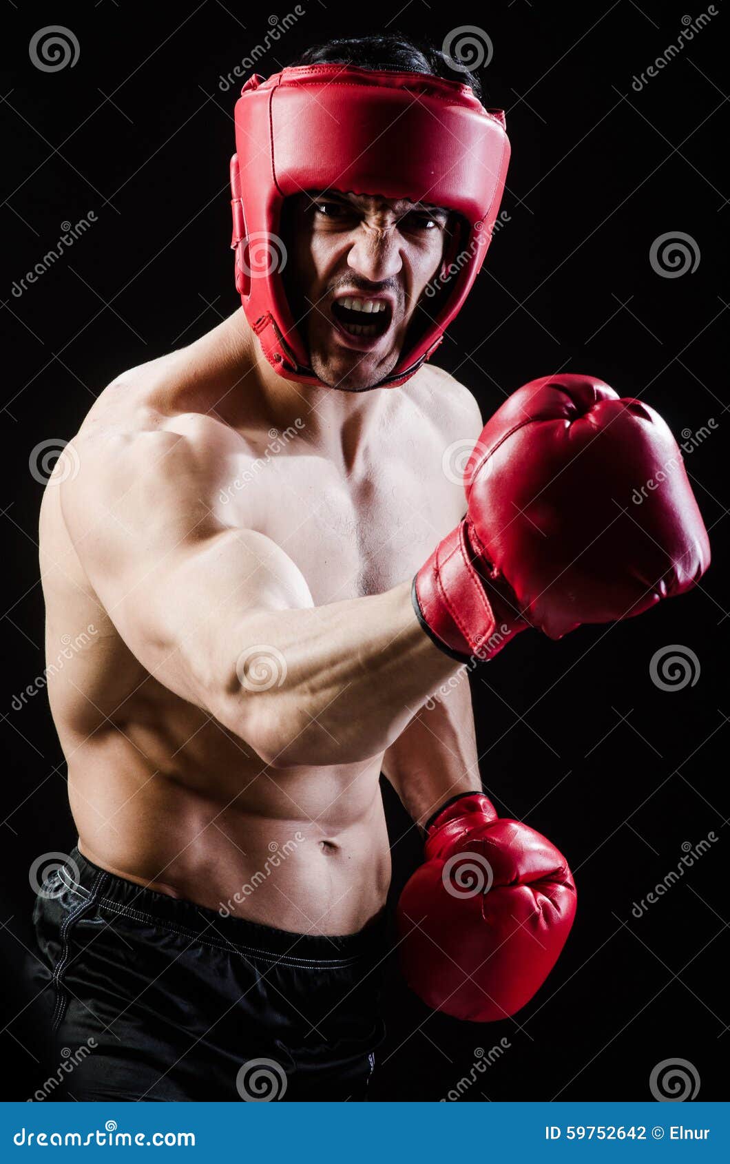 Muscular Man in Boxing Concept Stock Photo - Image of boxing, funny ...
