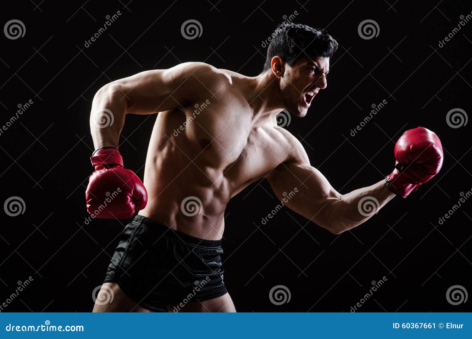 Muscular Man in Boxing Concept Stock Image - Image of action, male ...