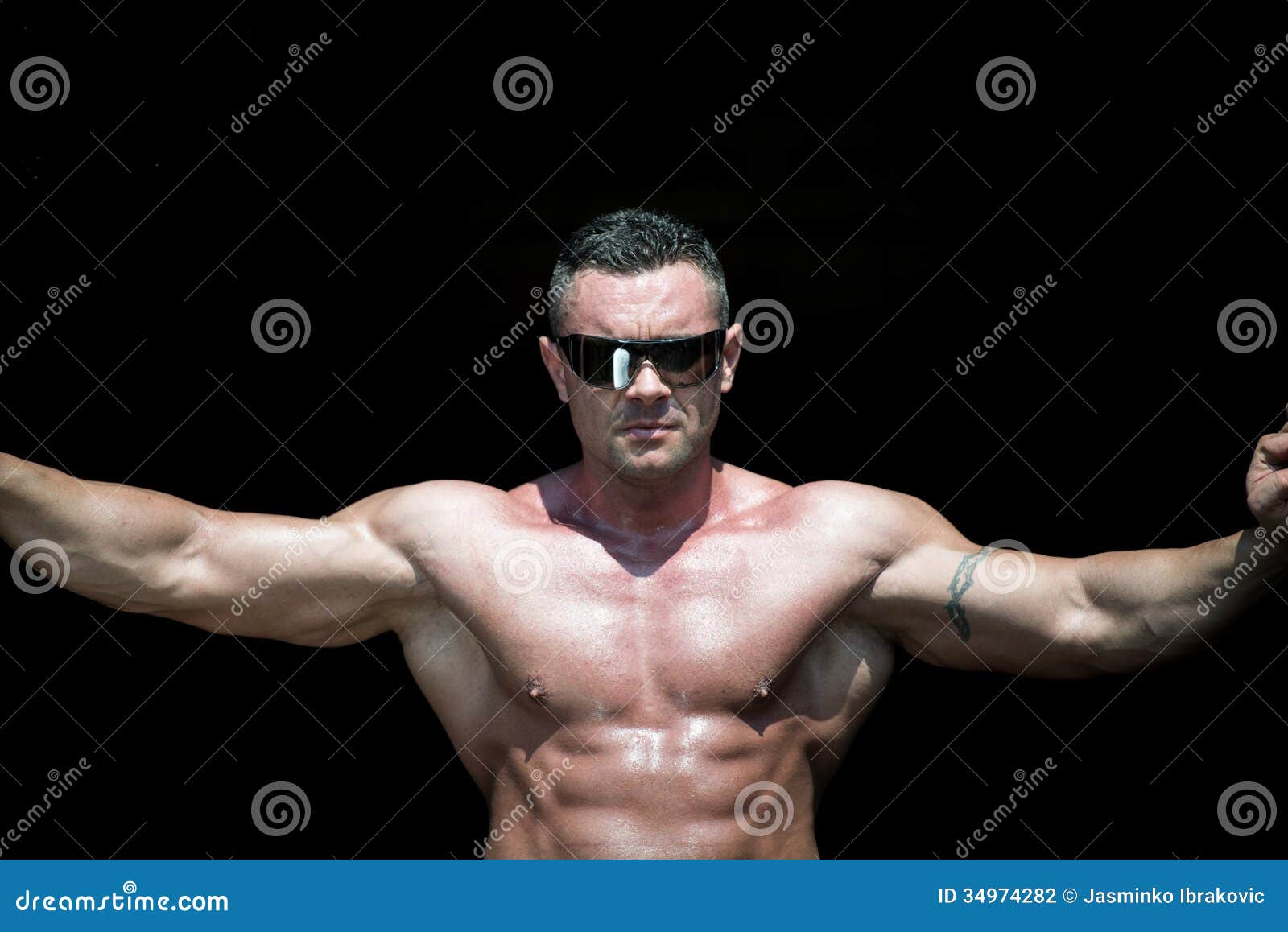 Muscular Man Catching a Train Stock Photo - Image of ideas, sunglasess ...