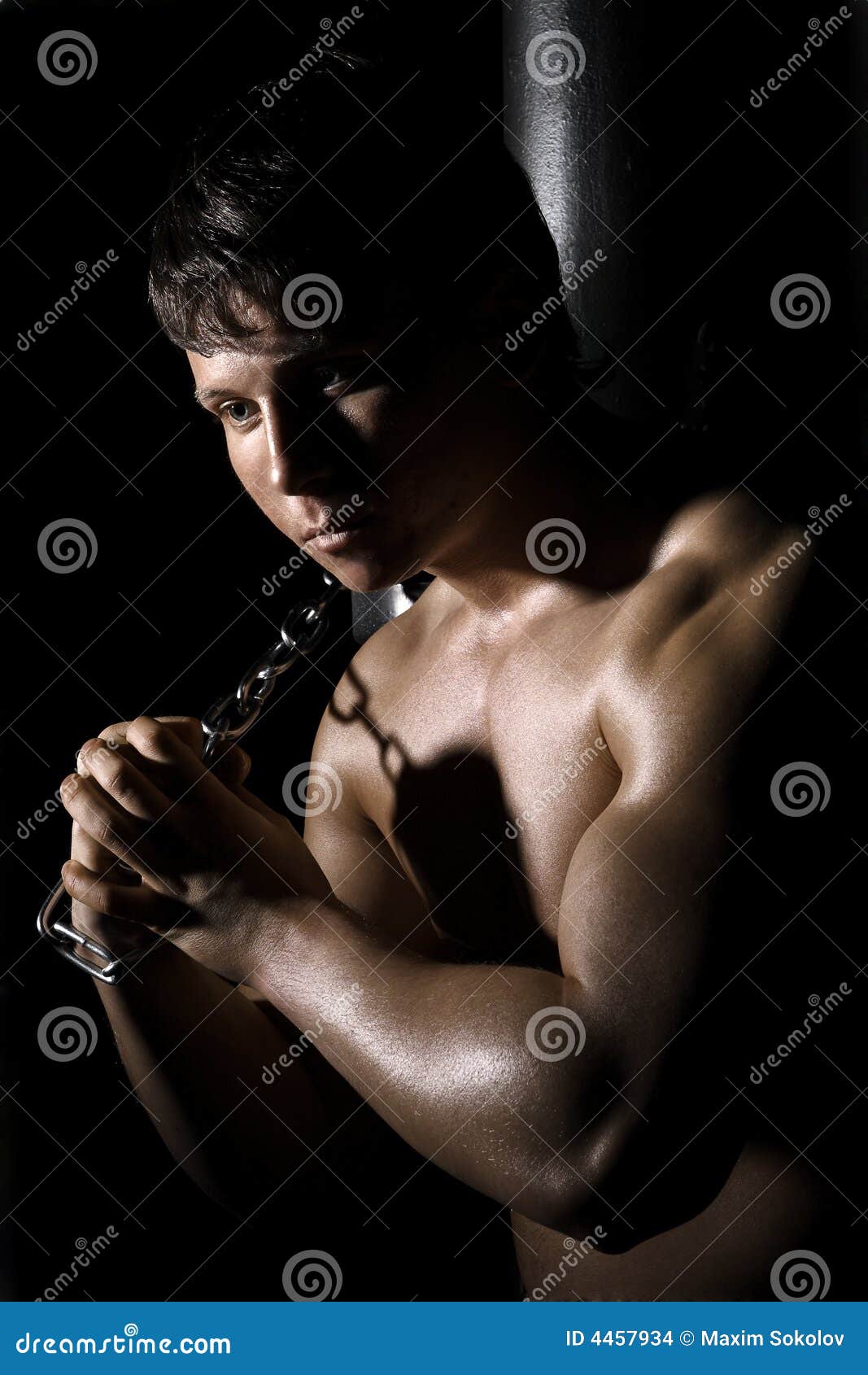 Muscular man with chain stock photo. Image of grief, muscle - 4457934