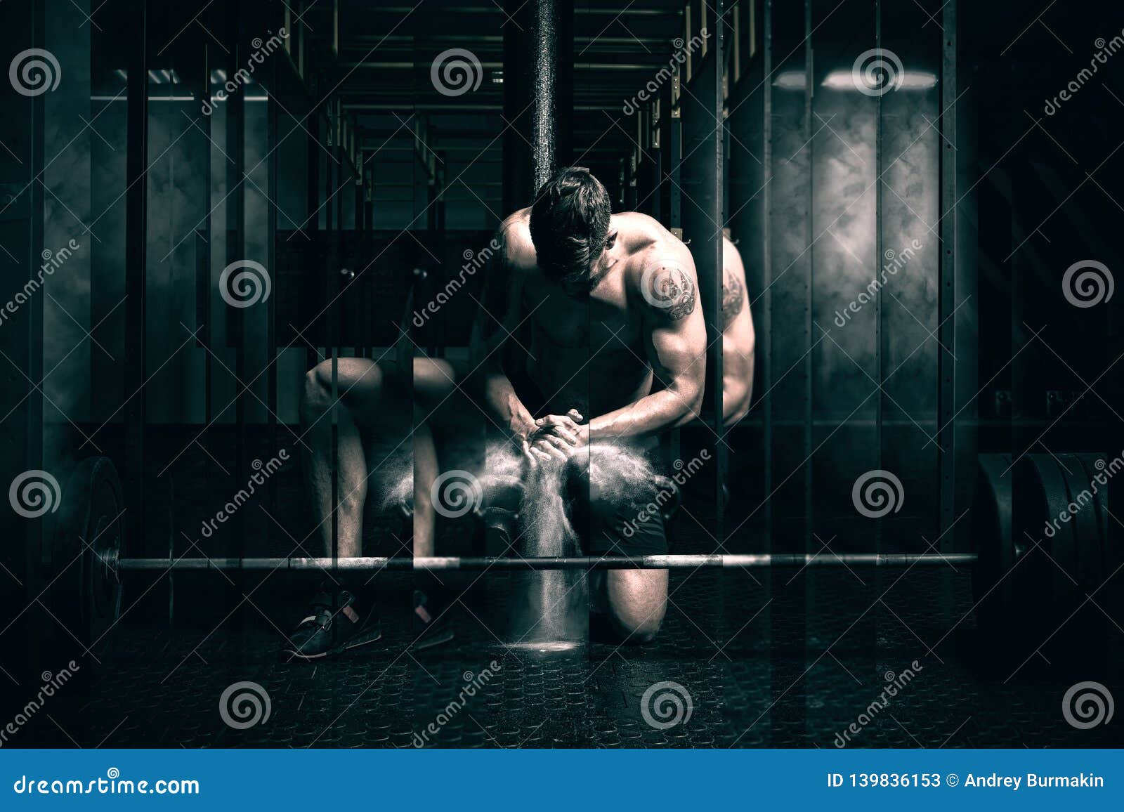 Muscular Man Clapping Hands and Preparing for Workout Stock Image ...