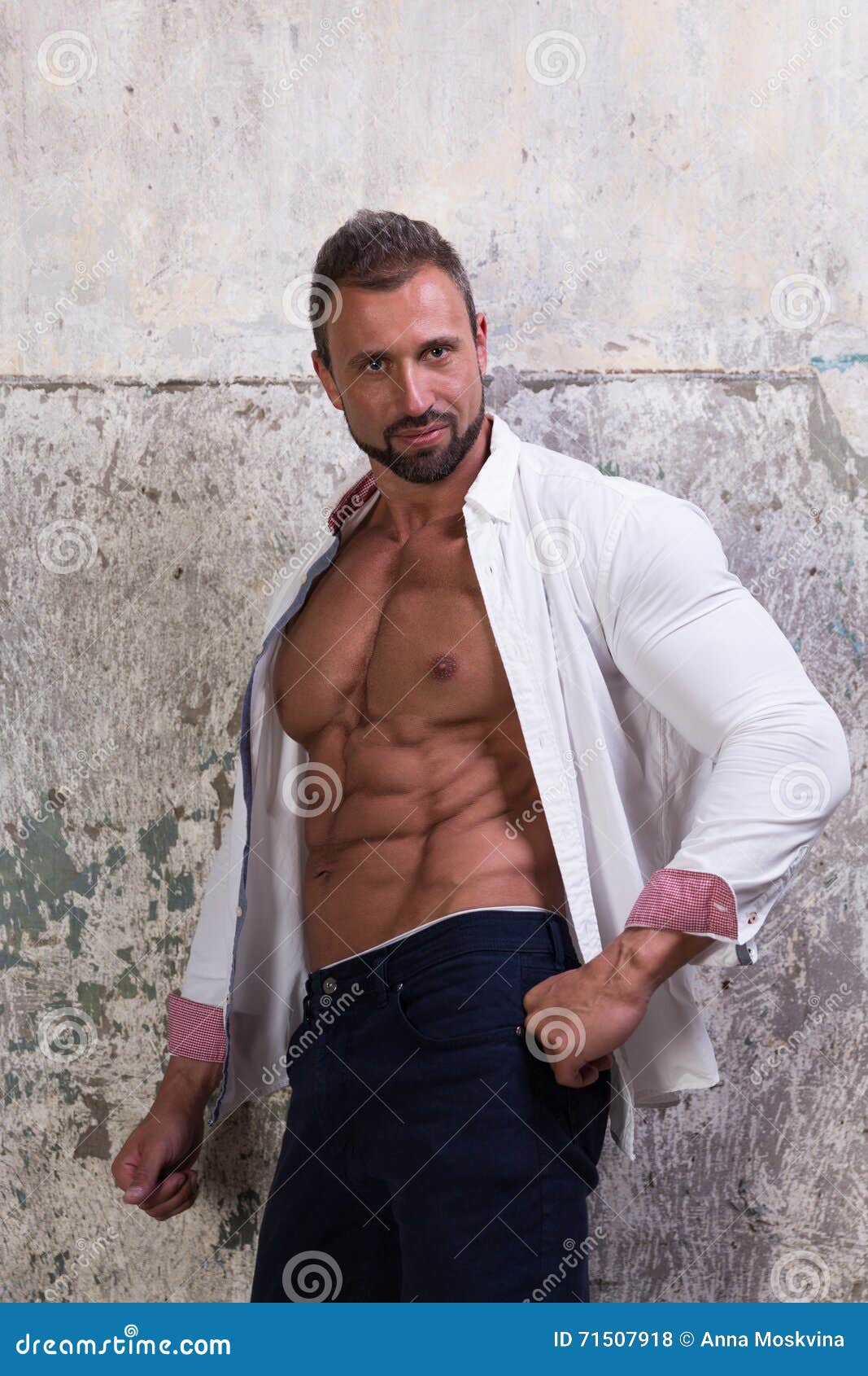 Muscular Man on Concrete Background Stock Photo - Image of athlete ...