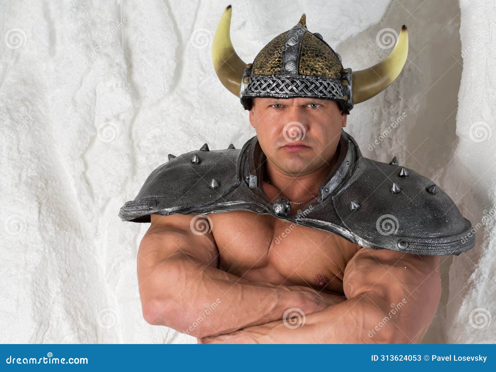 A Muscular Man in Costume Viking with Stock Image - Image of athlete ...