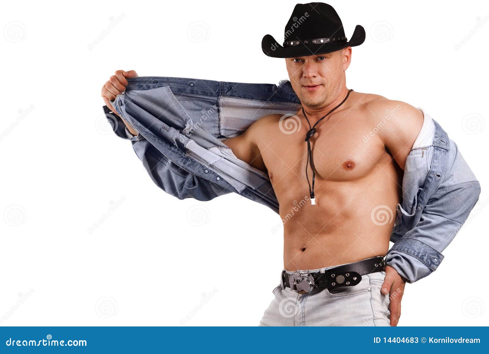 A Muscular Man in a Cowboy Hat Stock Image - Image of muscular, dude ...