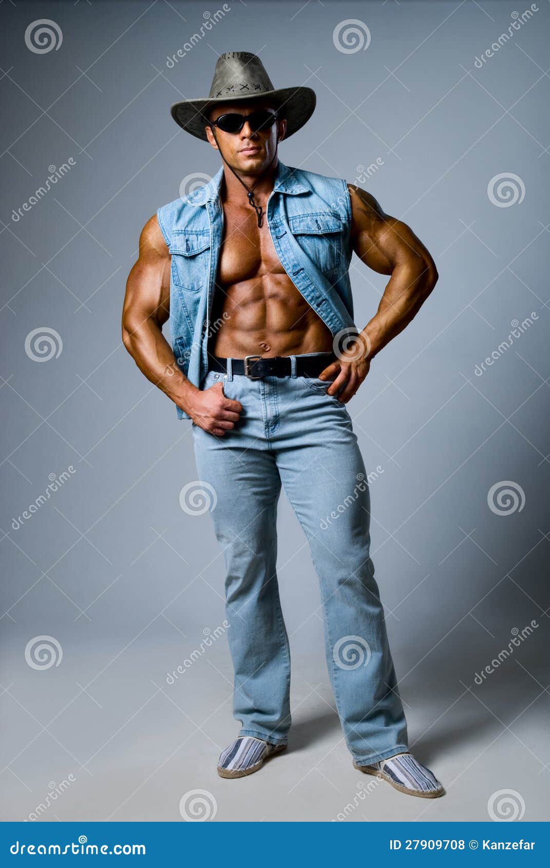 Muscular Man In A Cowboy Hat Stock Image | CartoonDealer.com #27909715