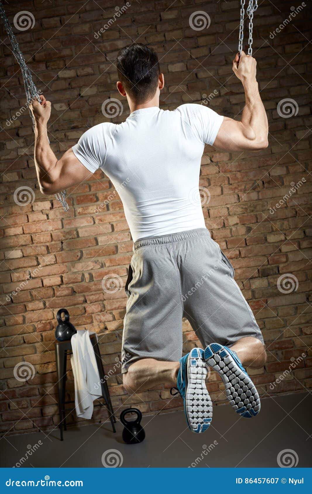 Muscular Man Doing Crossfit Workout with Chain Stock Image - Image of ...