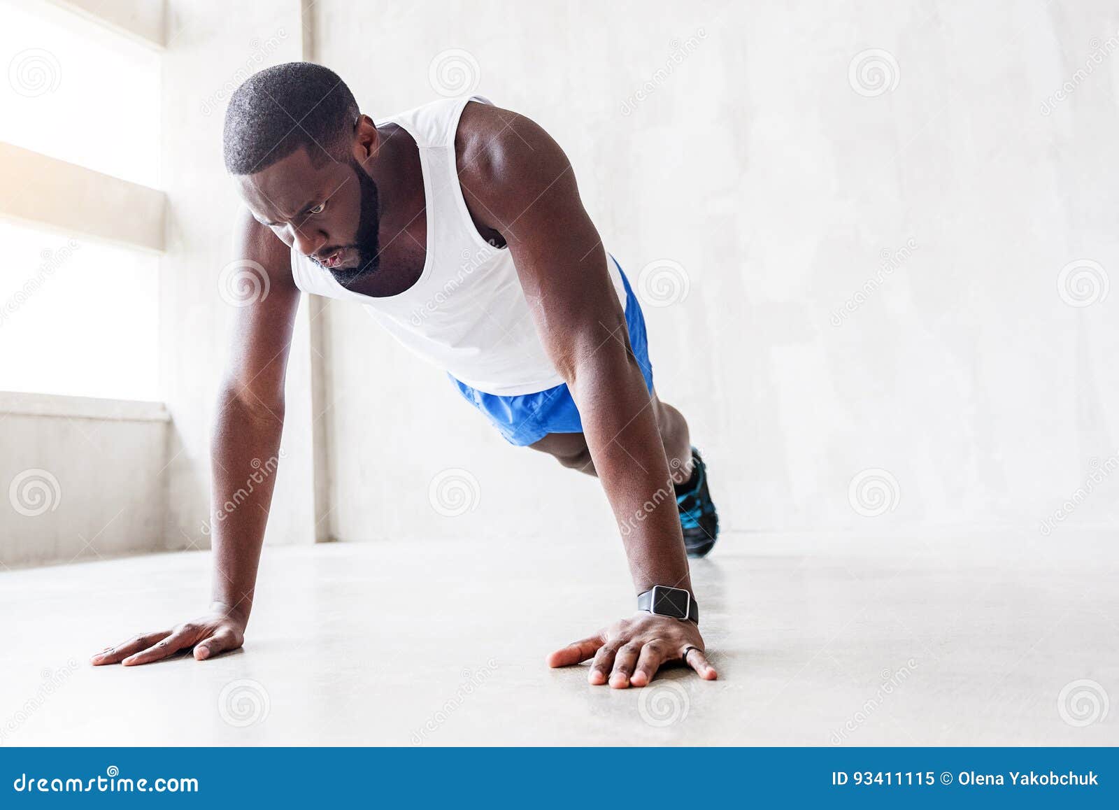Muscular Man Doing Front Lying Support Stock Image - Image of lifestyle ...