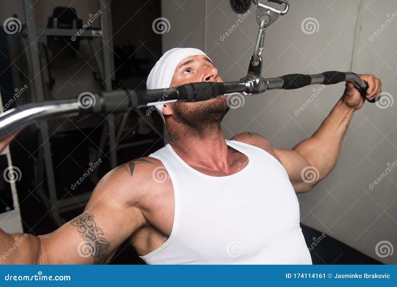 Muscular Man Doing Heavy Weight Exercise for Back Stock Image - Image ...