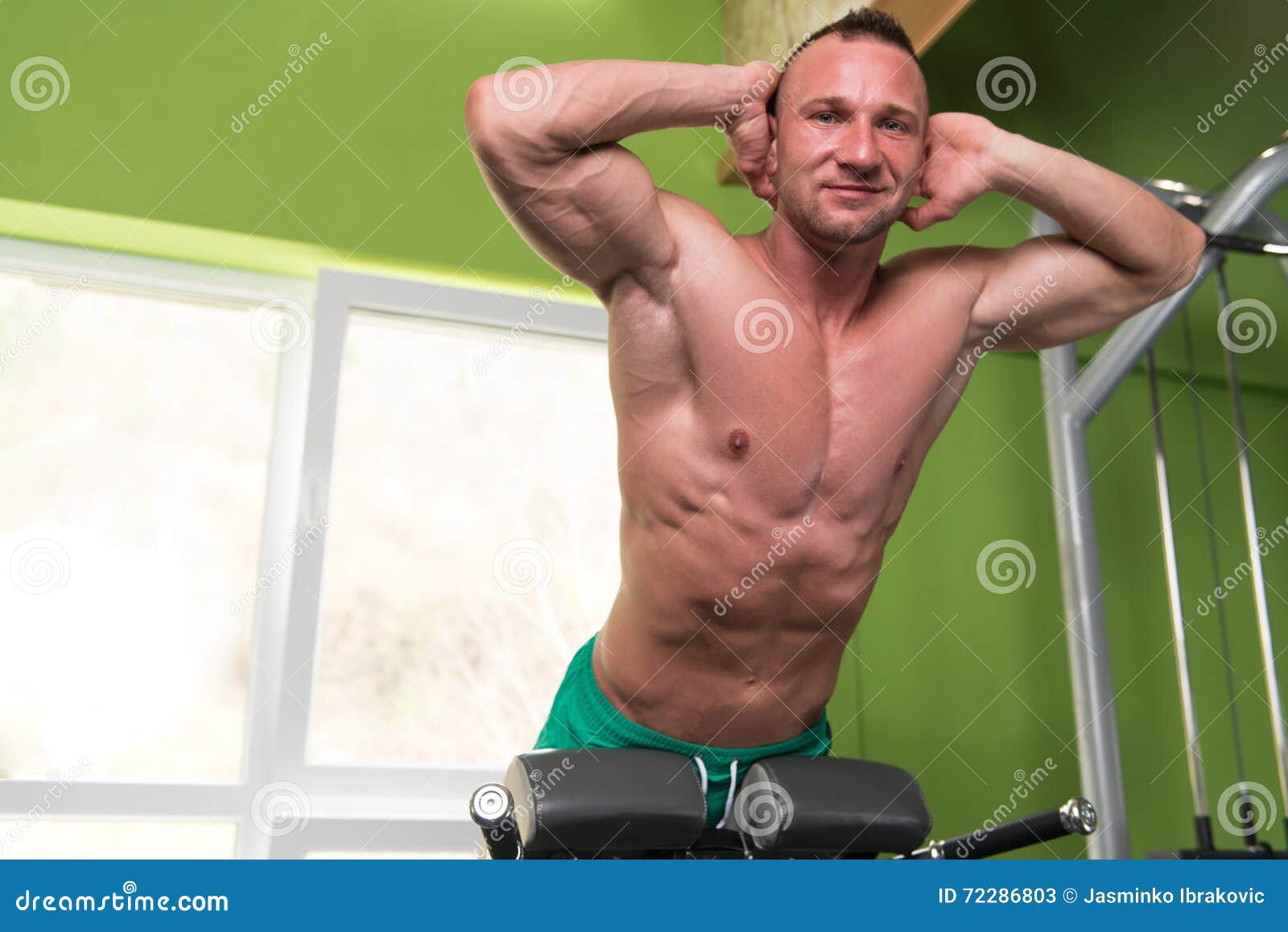 Muscular Man Doing Heavy Weight Exercise for Back Stock Image - Image ...