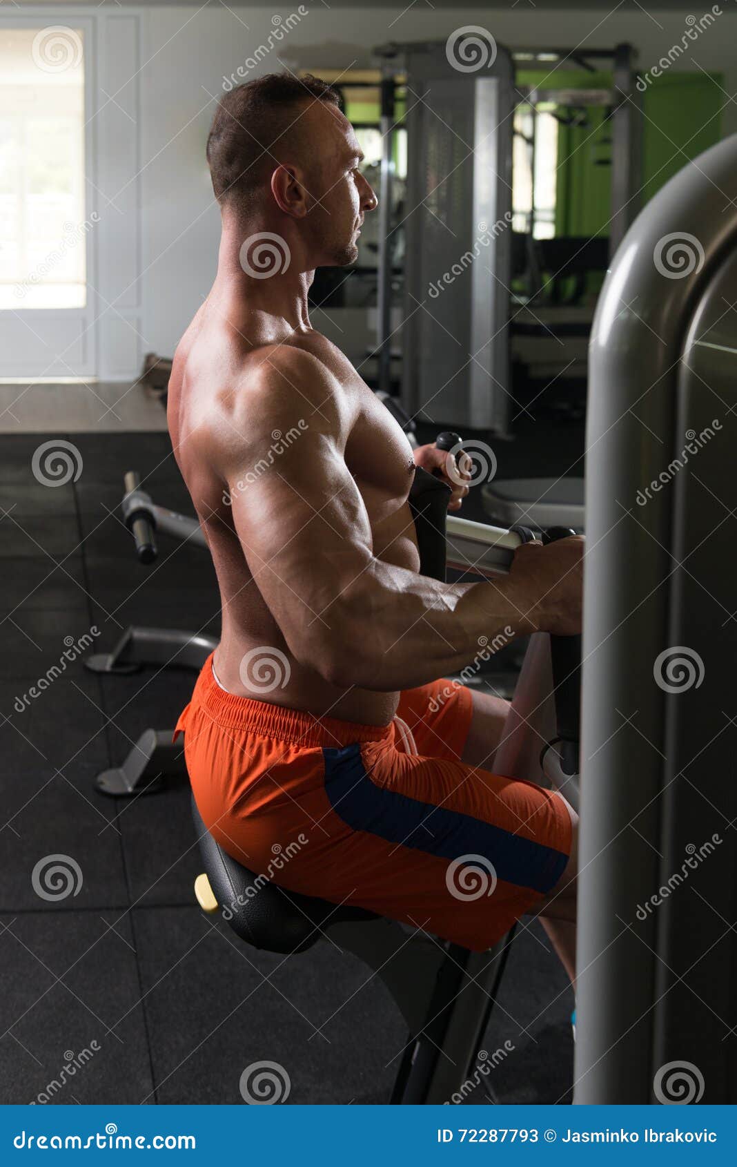 Muscular Man Doing Heavy Weight Exercise for Back Stock Image - Image ...