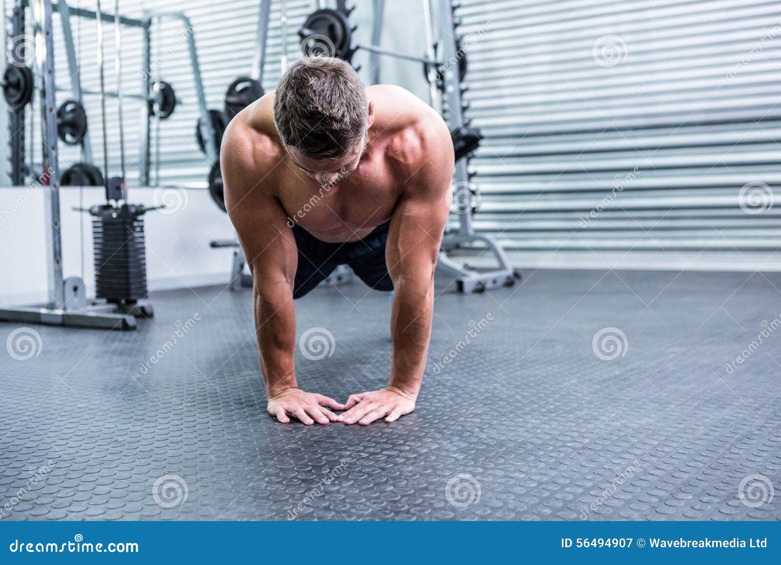 Muscular Man Doing Push-ups Stock Image - Image of dedicated, centre ...