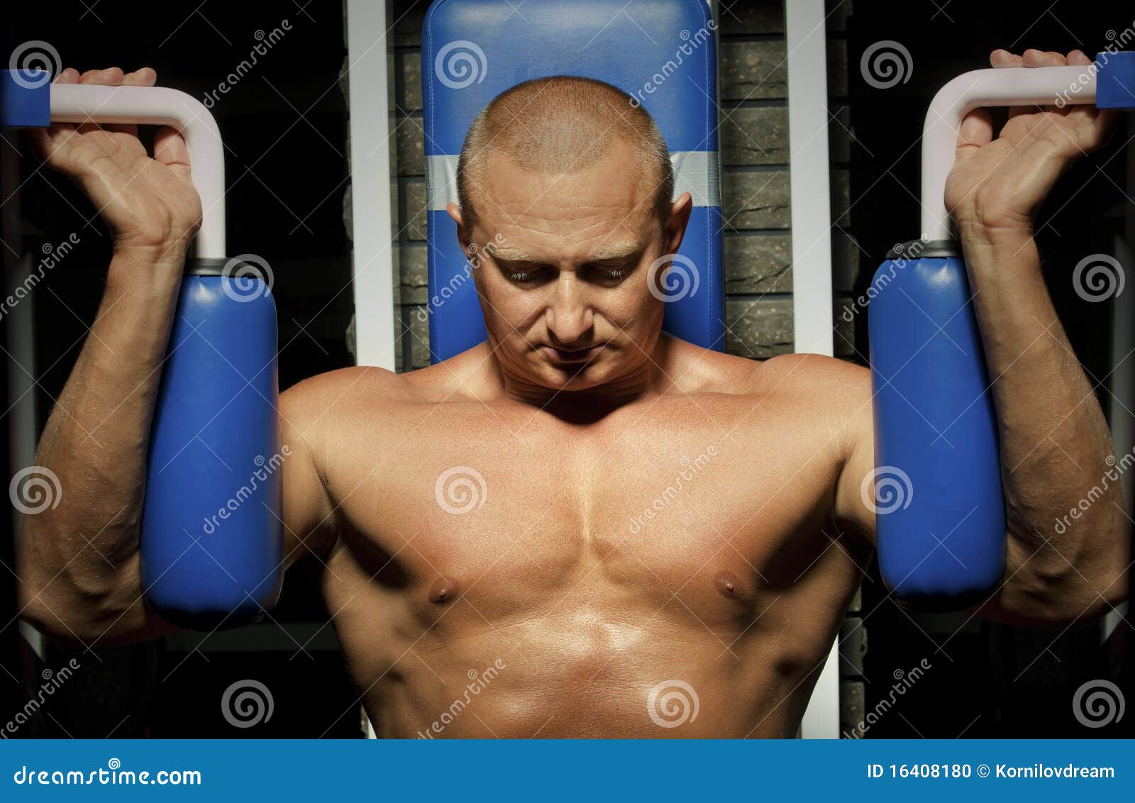 Muscular Man Doing Weightlifting in Gym Stock Photo - Image of powerful ...
