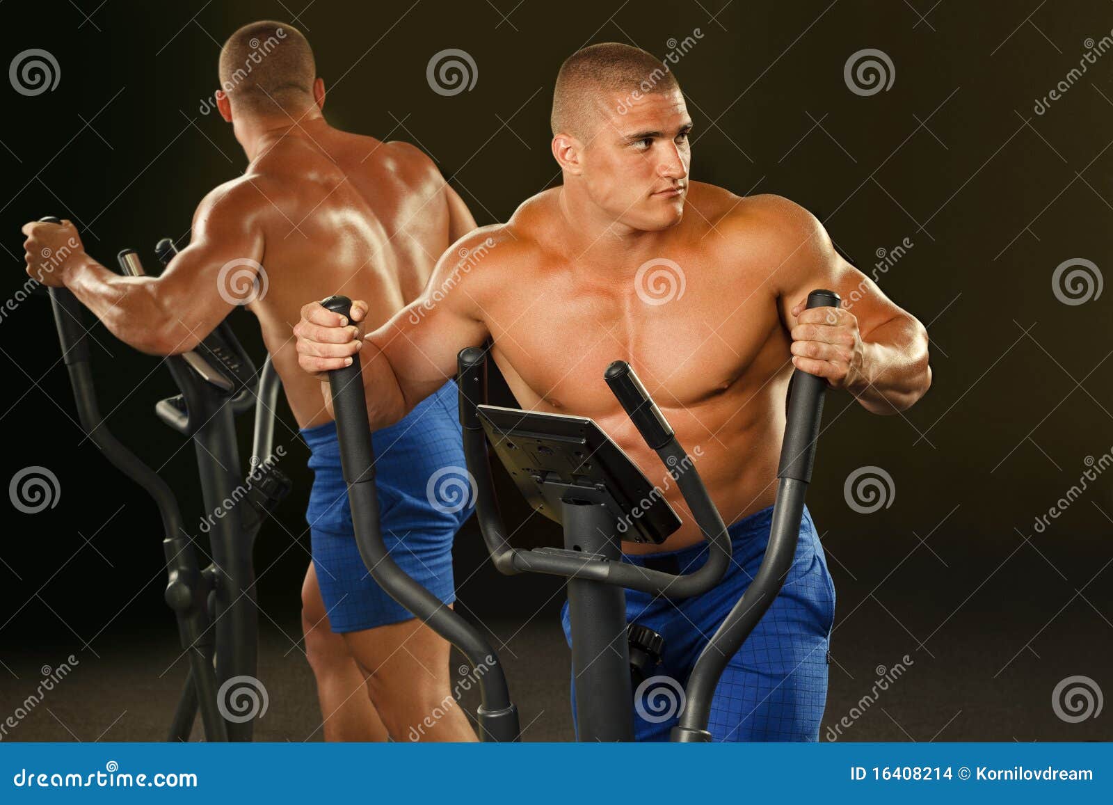 Muscular Man is Engaged on the Xtrainer Machines Stock Photo - Image of ...