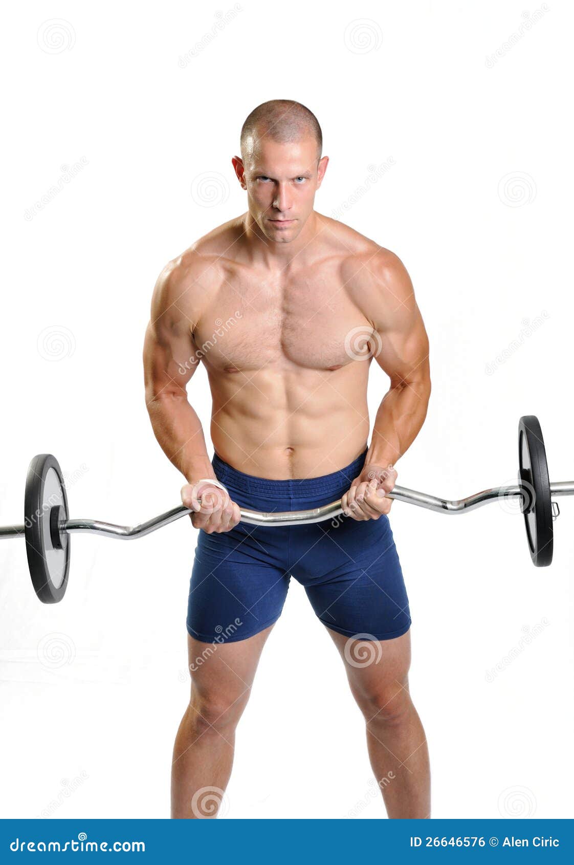 Muscular Man Exercise on a White Background Stock Photo - Image of ...