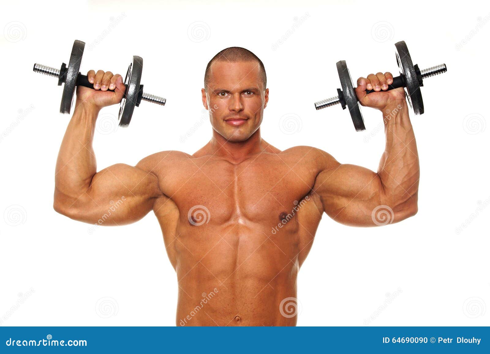Muscular man exercises stock photo. Image of muscle, body - 64690090
