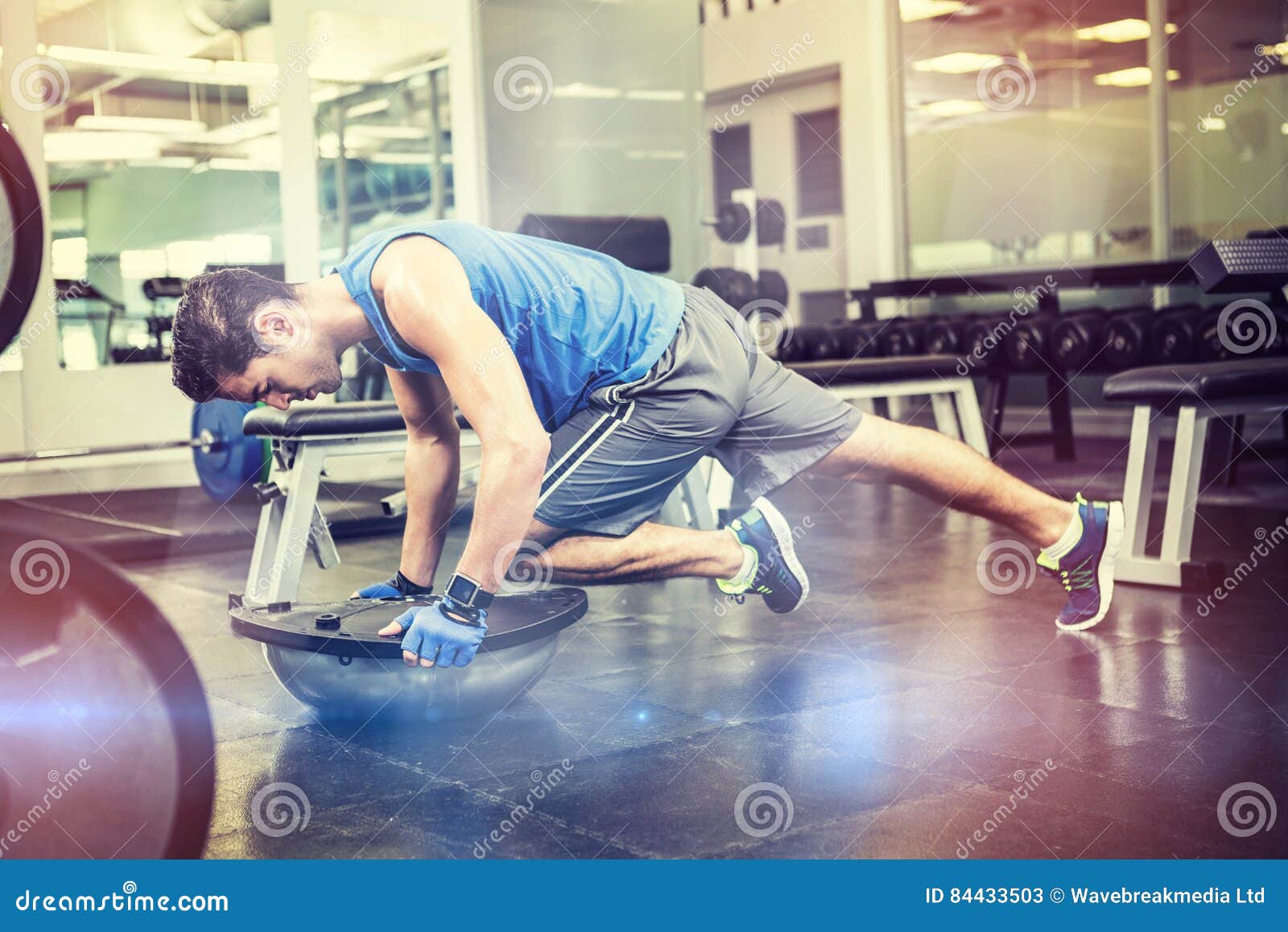 Muscular Man Exercising with Bosu Ball Stock Image - Image of bosu ...
