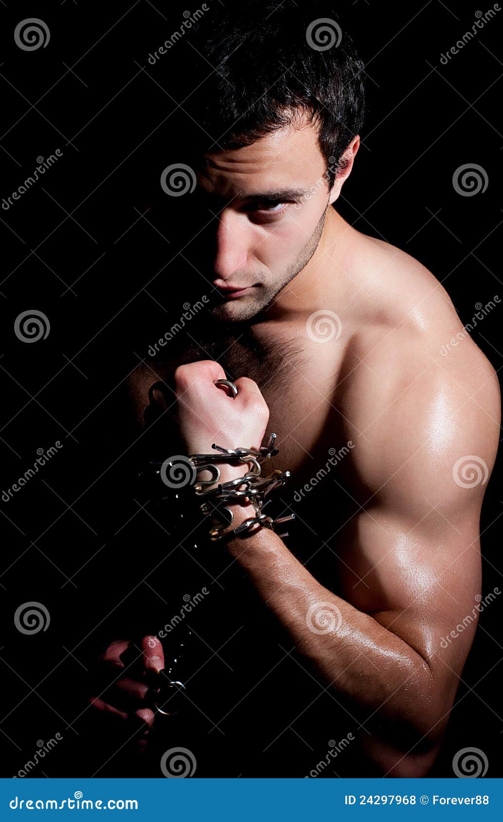 Muscular Man in a Fashion Pose with Chain Stock Photo - Image of ...