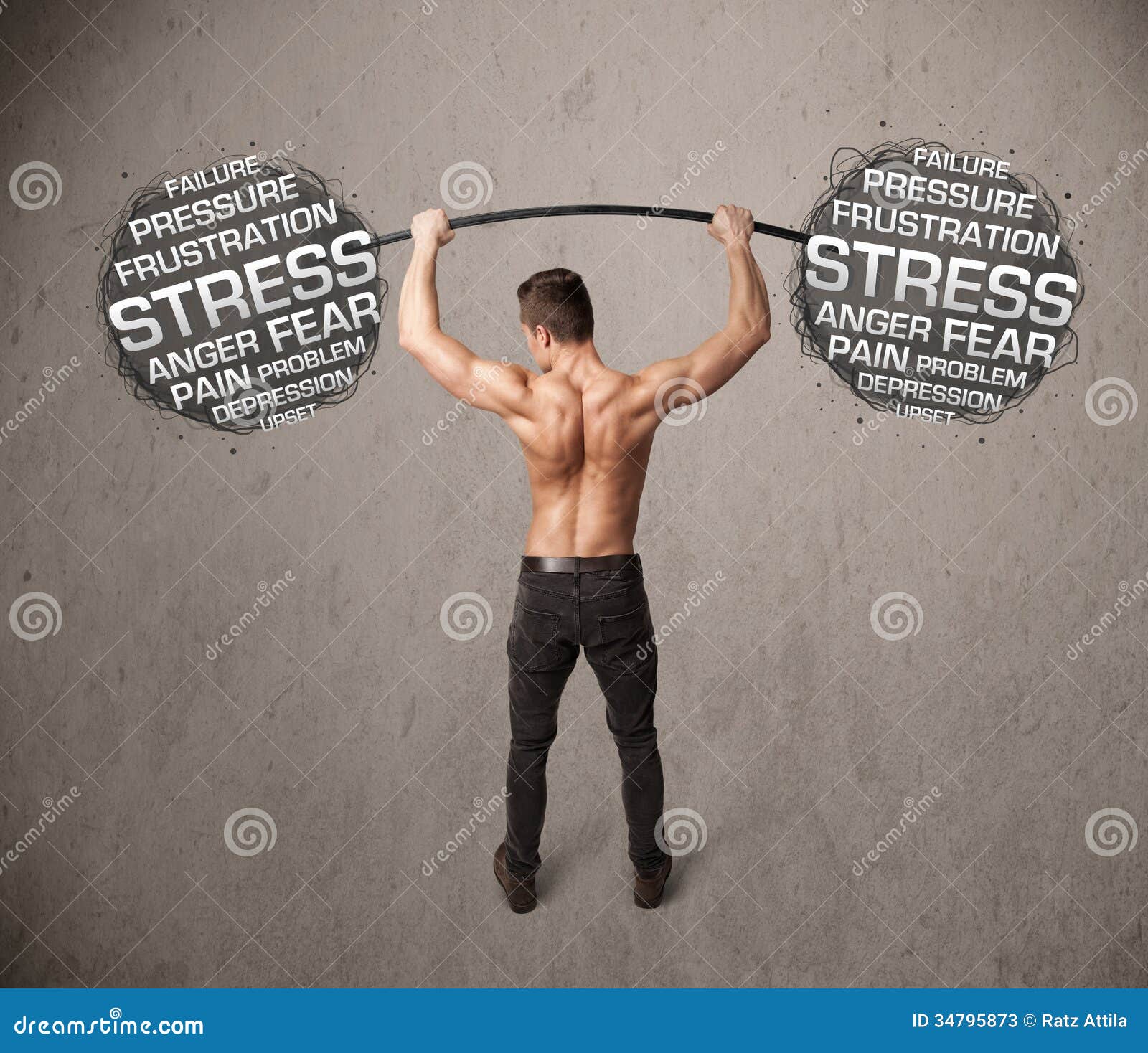 Muscular Man Fighting with Stress Stock Image - Image of attractive ...