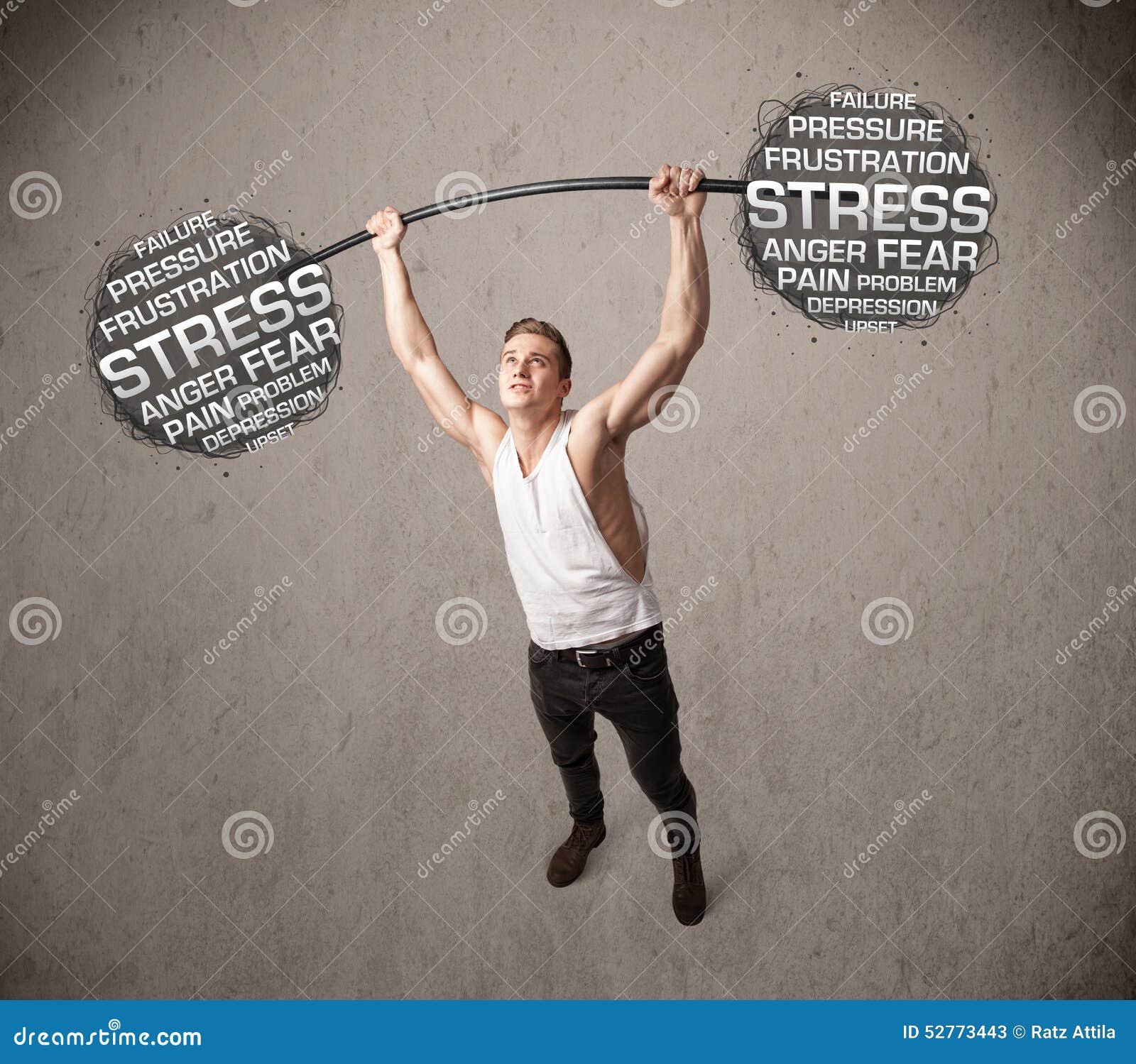 Muscular Man Fighting with Stress Stock Image - Image of heavy ...