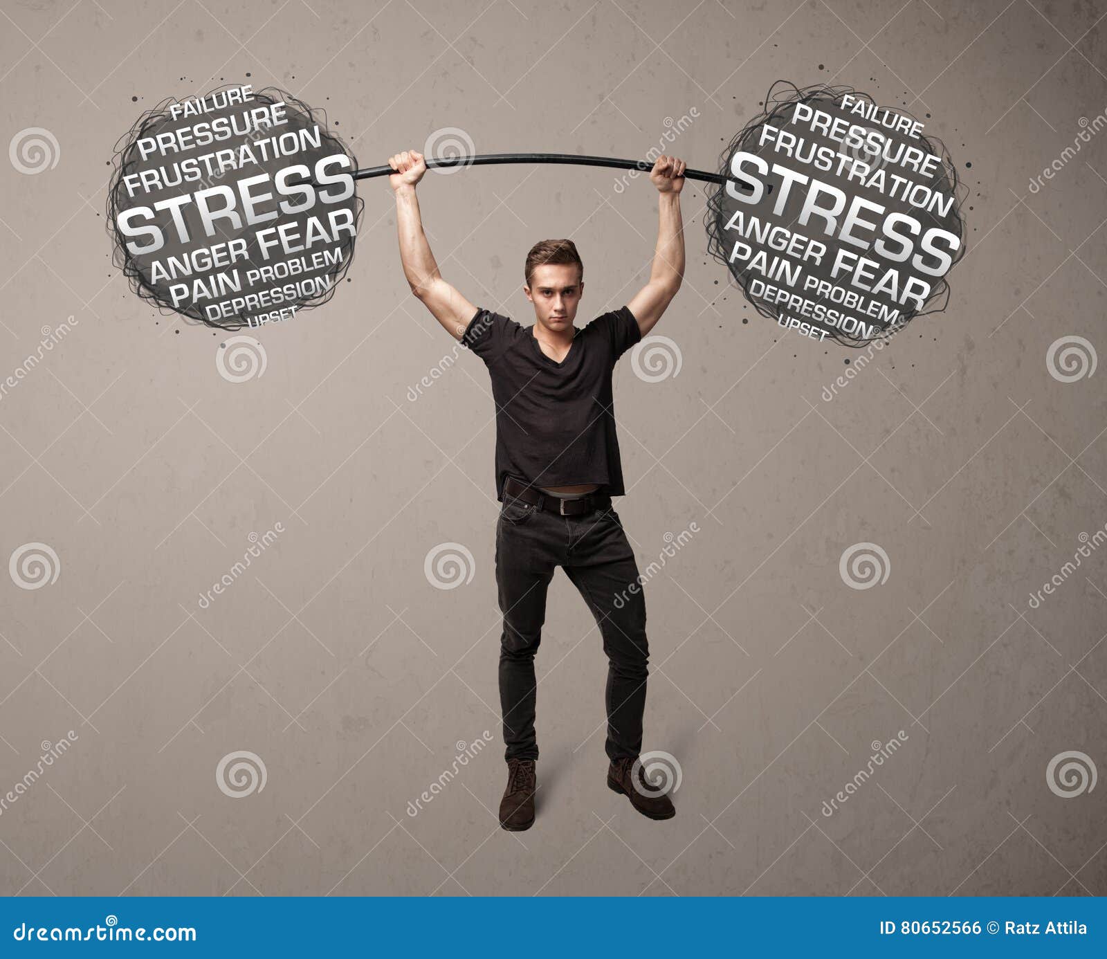 Muscular Man Fighting with Stress Stock Photo - Image of pain ...