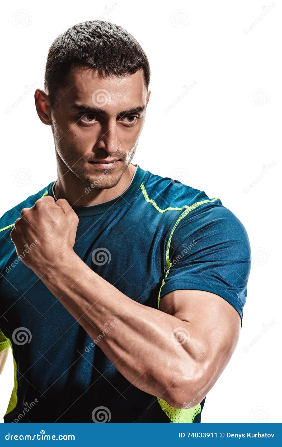 Muscular Man Flexing His Biceps Stock Image - Image of macho, muscle ...