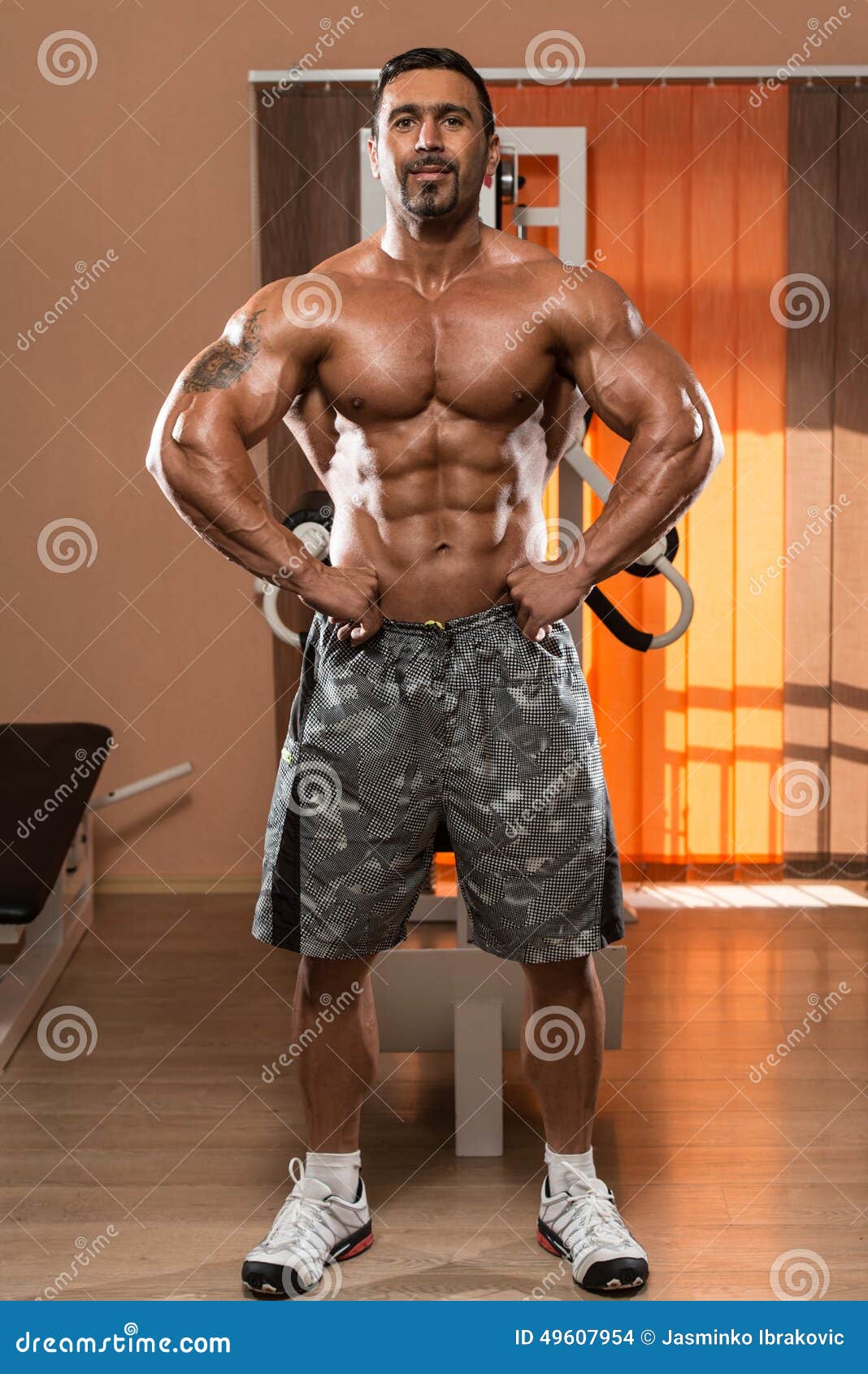 Muscular Man Flexing Muscles Stock Photo - Image of athlete, muscle ...