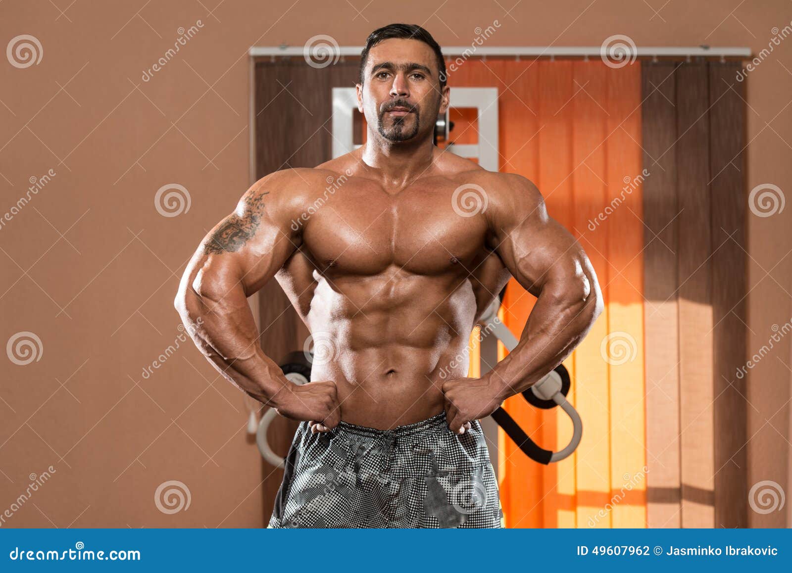 Muscular Man Flexing Muscles Stock Photo - Image of athlete, healthy ...