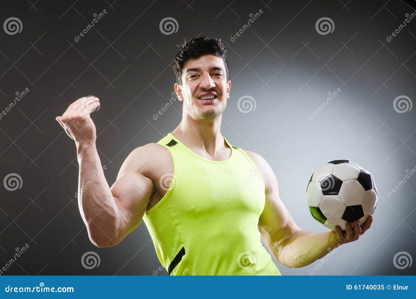 The Muscular Man with Football Ball Stock Image - Image of leisure ...