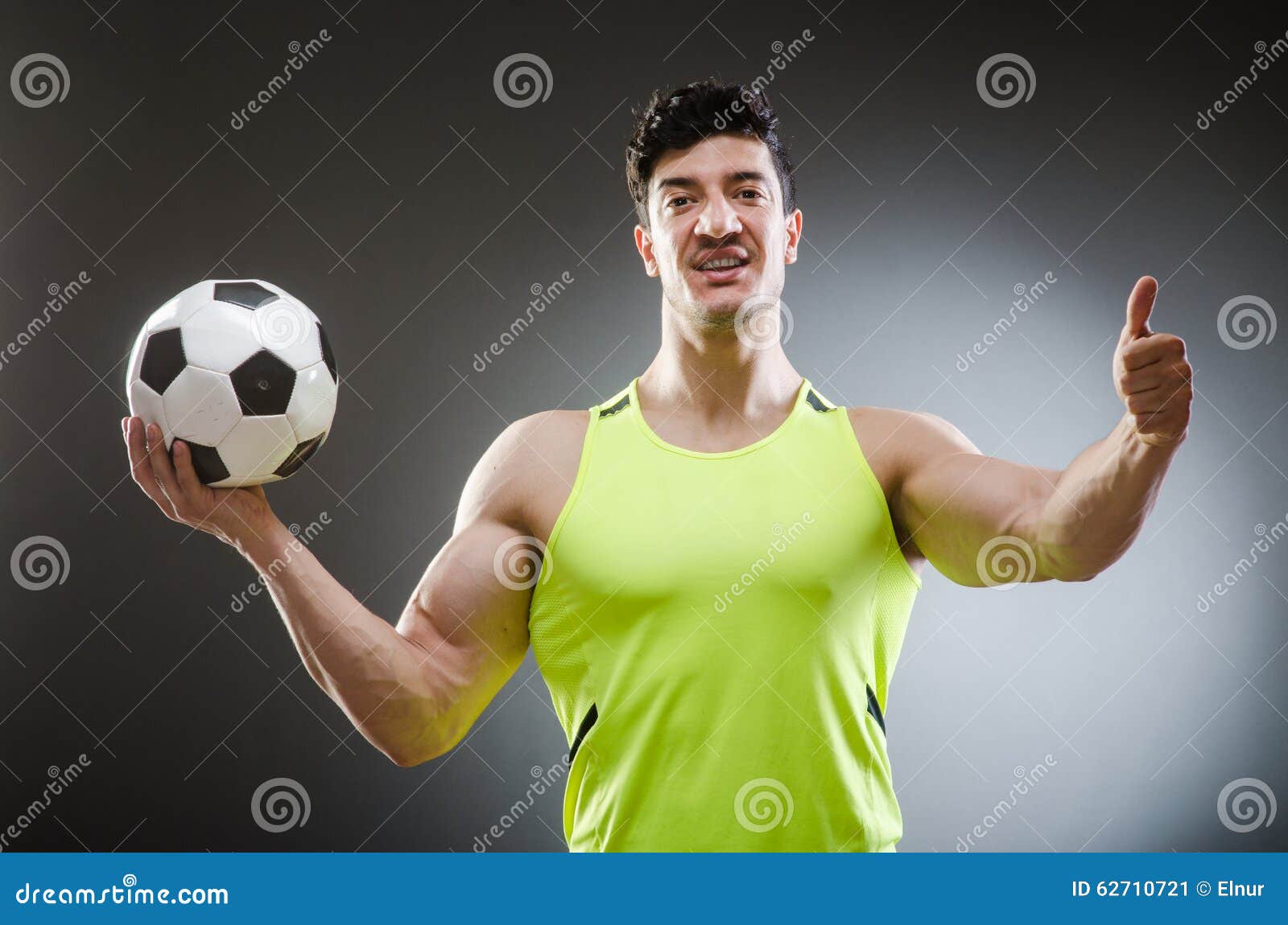 Muscular Man with Football Ball Stock Image - Image of player, action ...