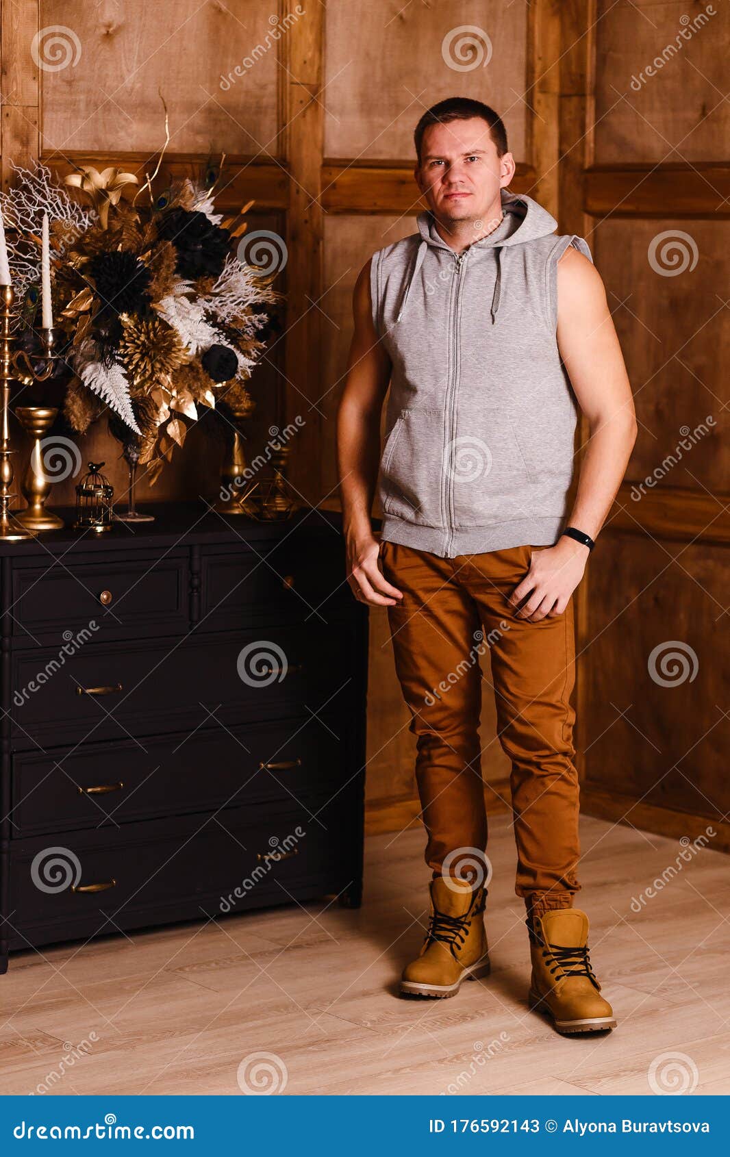 Muscular Man in Full Height Stock Image - Image of cool, dummy: 176592143