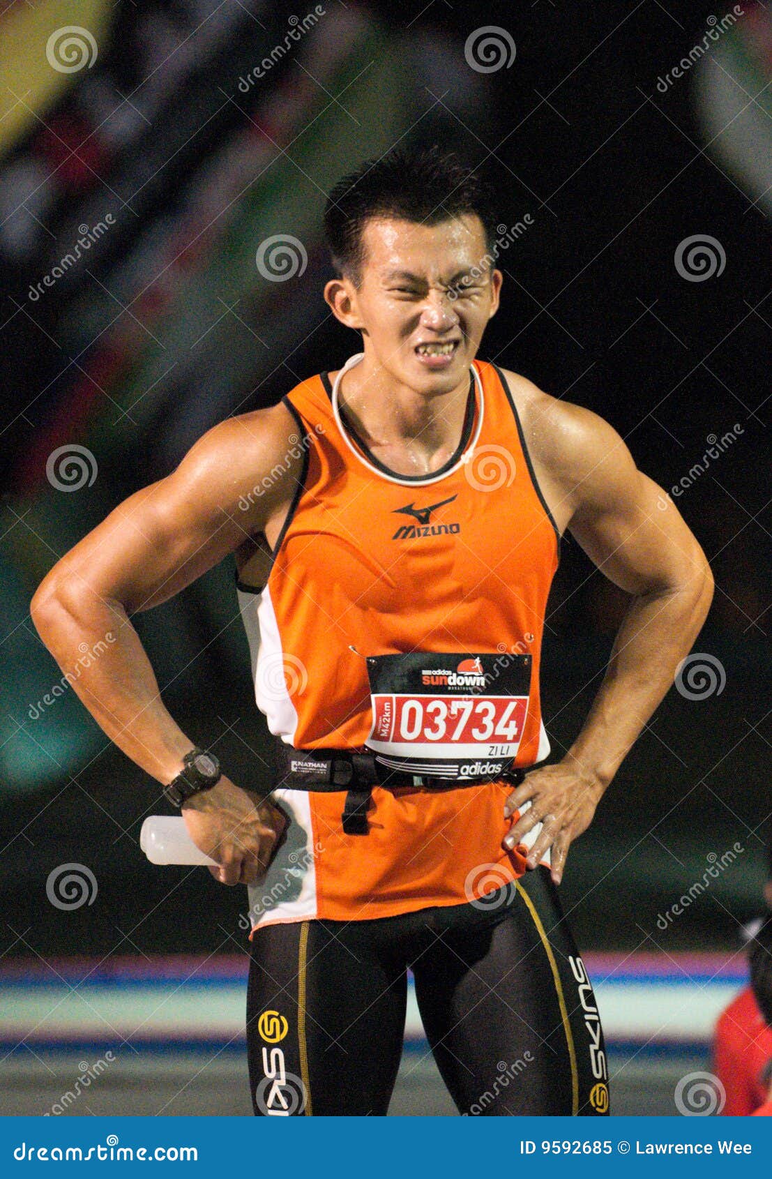 Muscular Man Grimace in Pain after Marathon Run Editorial Image - Image ...
