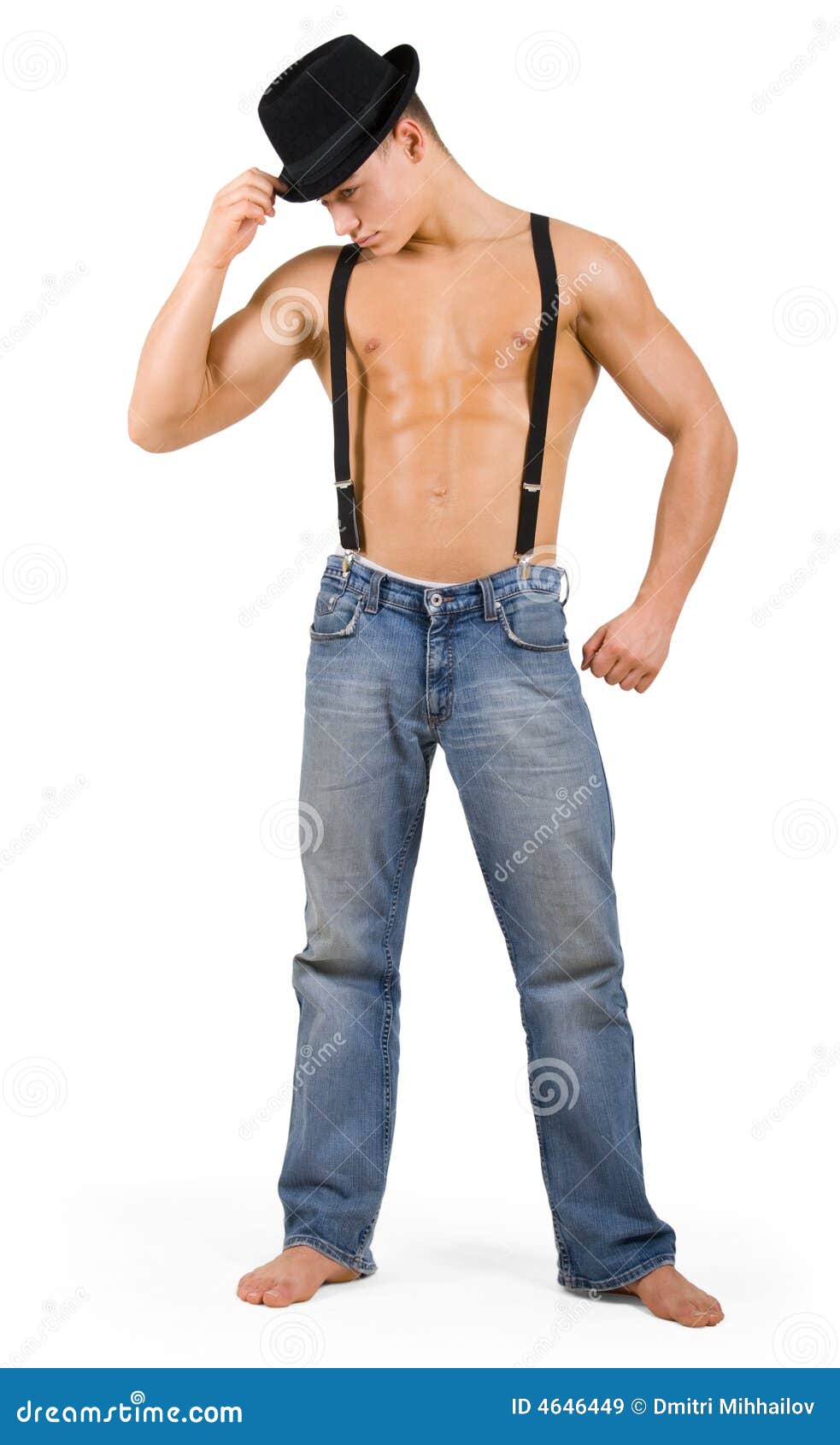 Muscular man in hat stock image. Image of face, muscles - 4646449