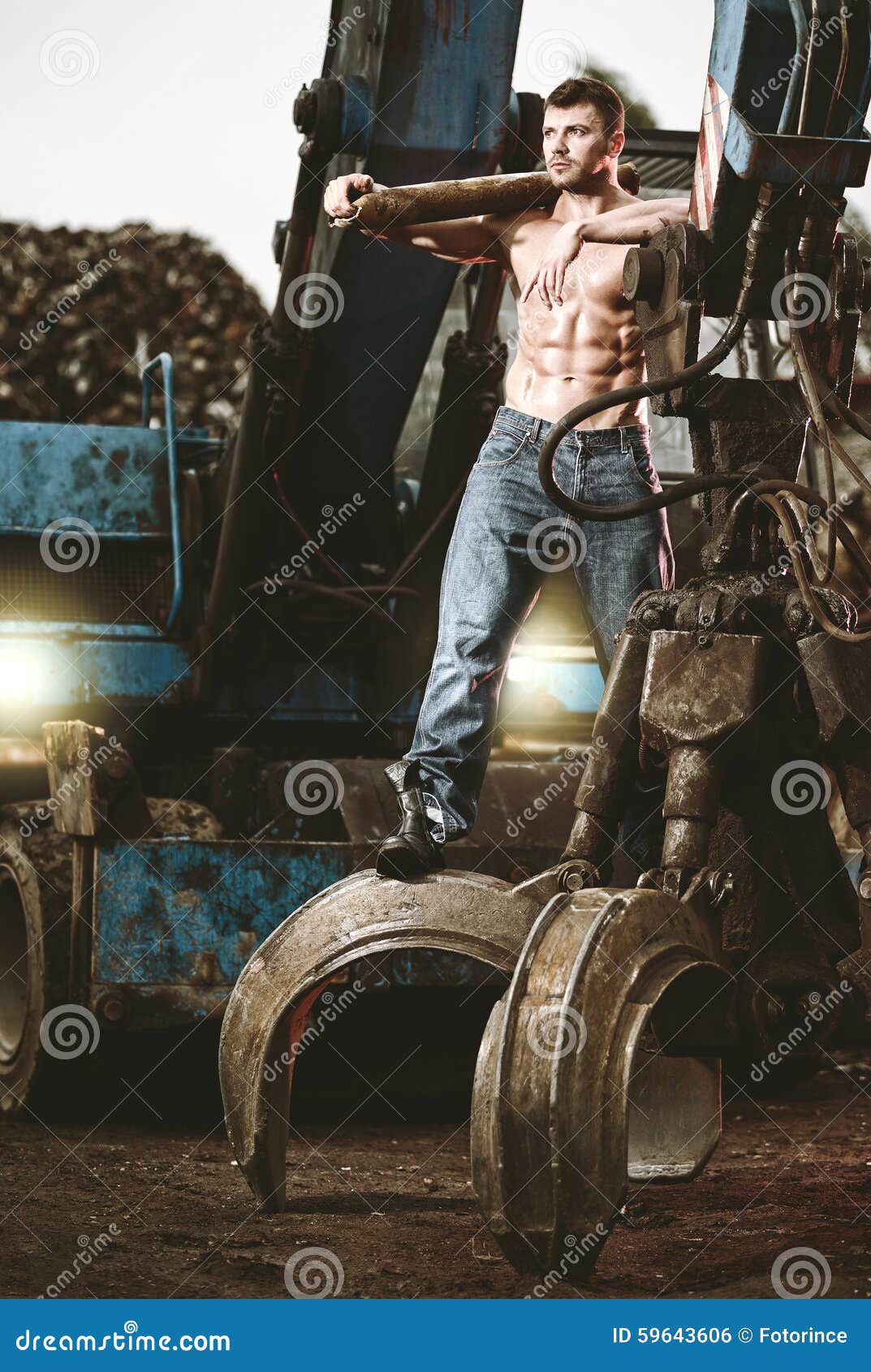Muscular man stock photo. Image of digger, heavy, metal - 59643606